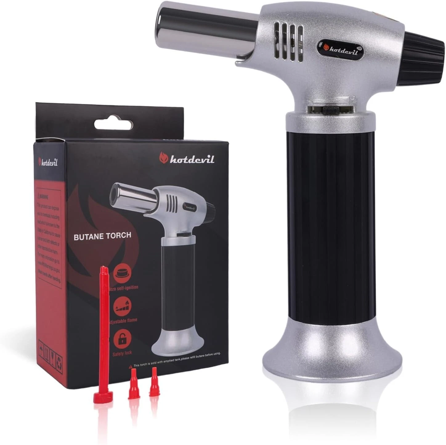 Hotdevil Butane Torch 10G Refillable Cooking Kitchen Torch Adjustable ...