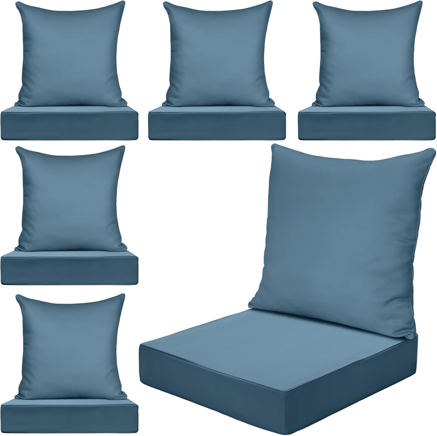 Hoteam 6 Pcs Outdoor Chair Cushions Deep Seat Waterproof Patio Cushions ...