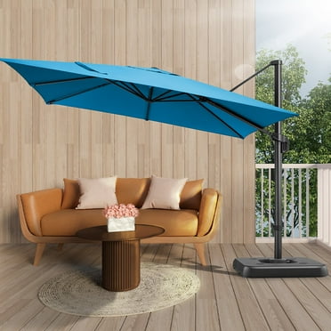 PURPLE LEAF 9FT Deluxe Square Patio Umbrella with Base, Large Offset ...