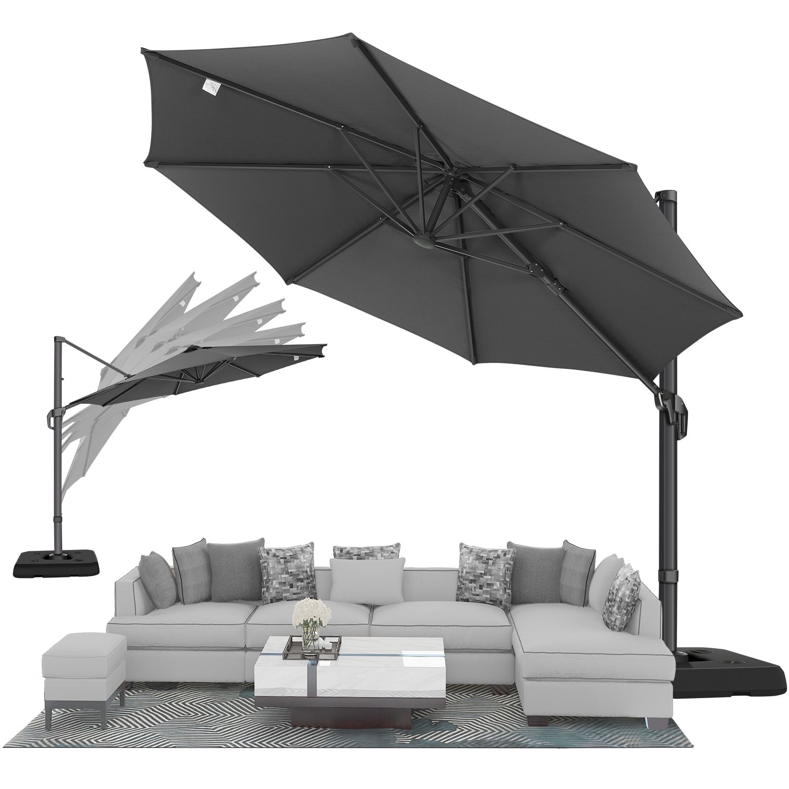HOTEEL 10 Ft Patio Umbrella Outdoor Cantilever Umbrella Aluminum Offset ...
