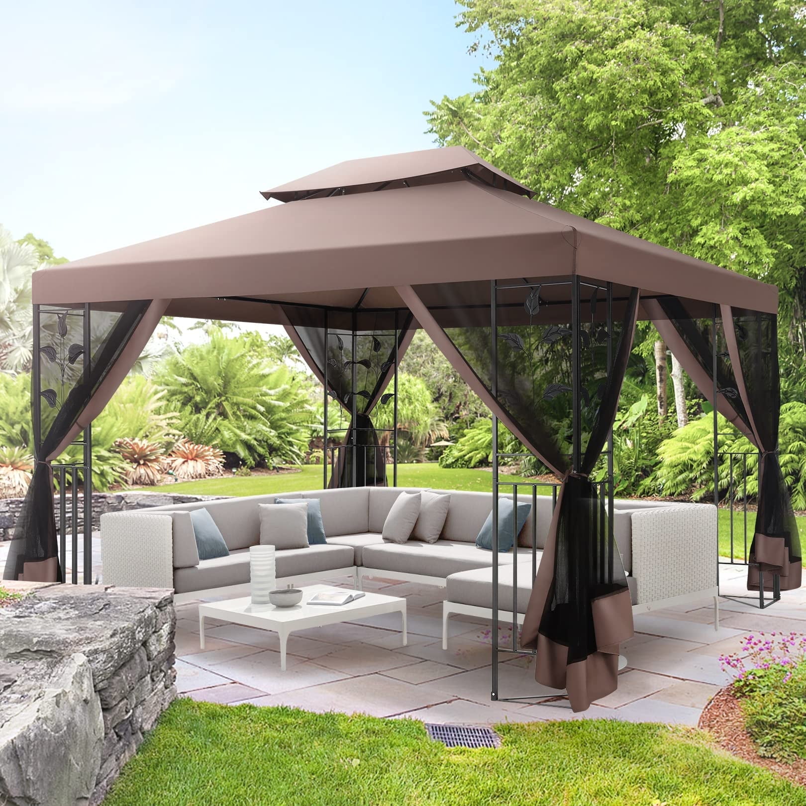Hoteel 10'x 13' Metal Patio Gazebo, Outdoor Gazebo Canopy Tent for ...