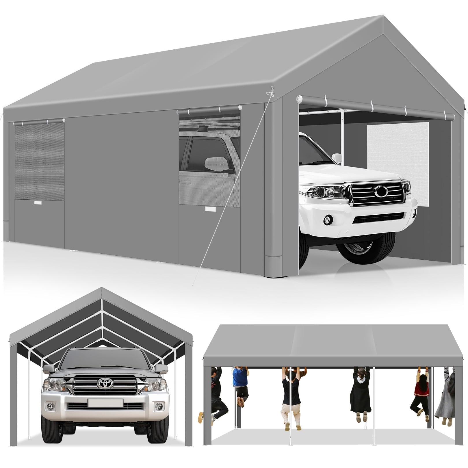 Hoteel 10'x20' Large Heavy Duty Car Tent with Steel Frame, Portable ...