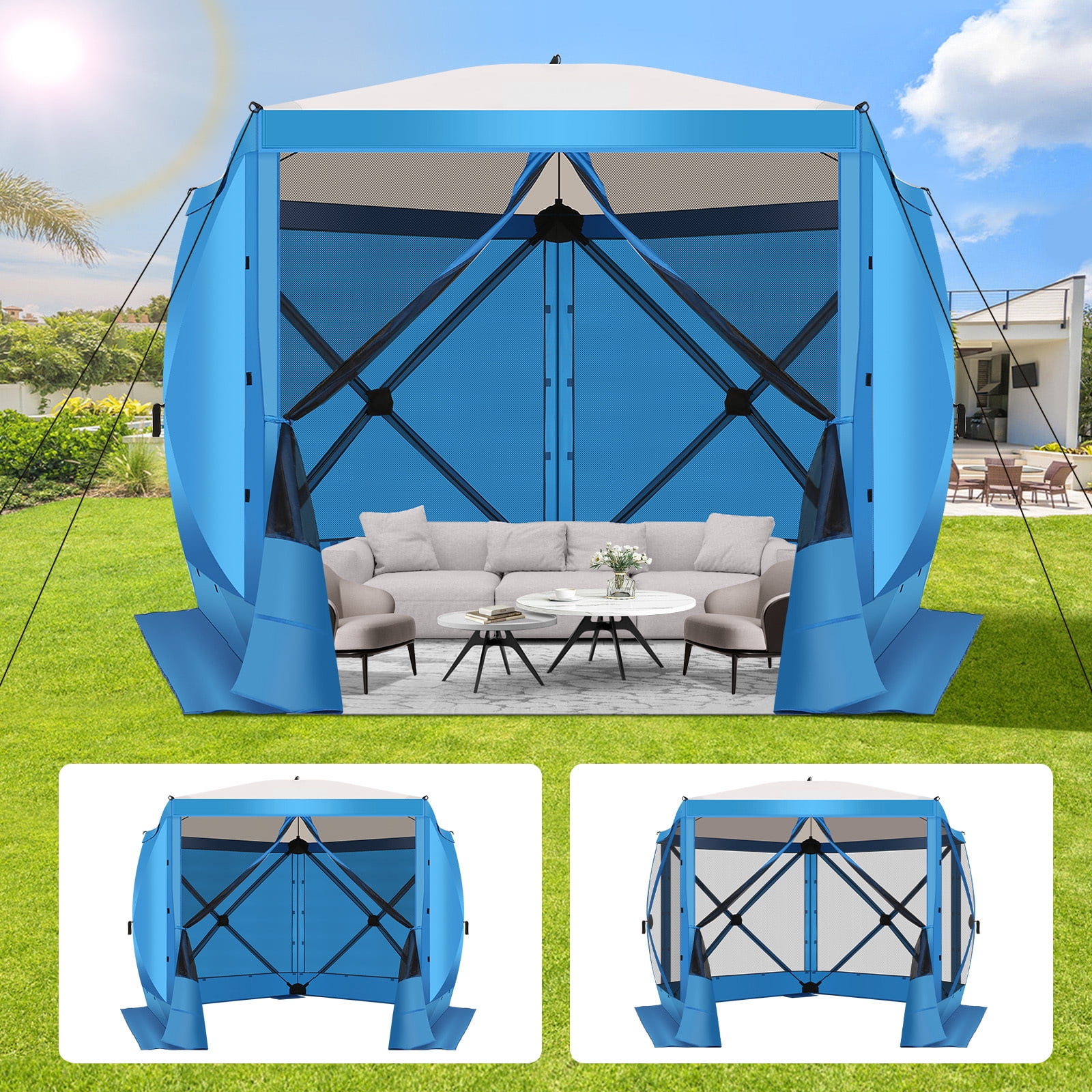 Hoteel 10x10ft Camping Gazebo Screen Tent, 5 Sided Pop-up Canopy ...