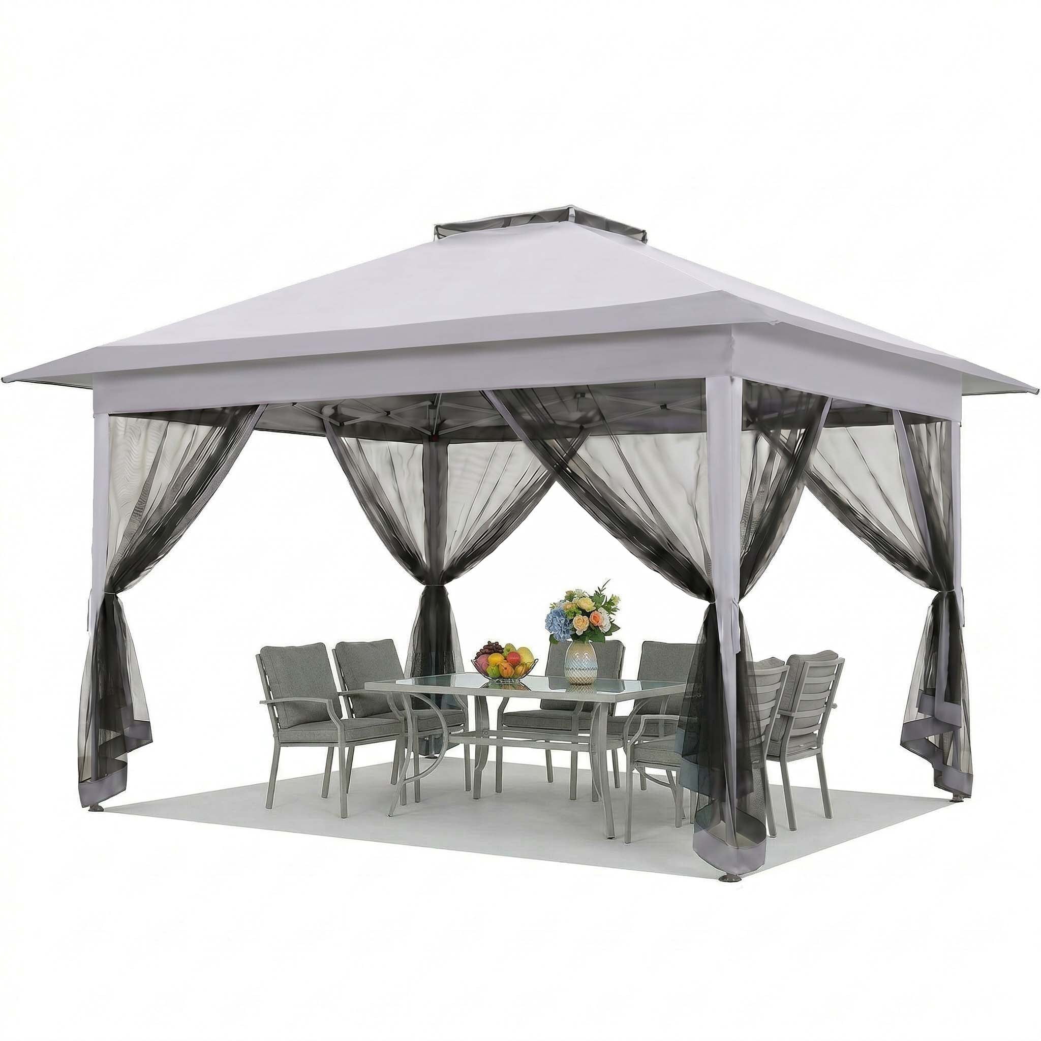 HOTEEL 12' x 12' Outdoor Pop-Up Gazebo Canopy with Mosquito Netting, 2 ...