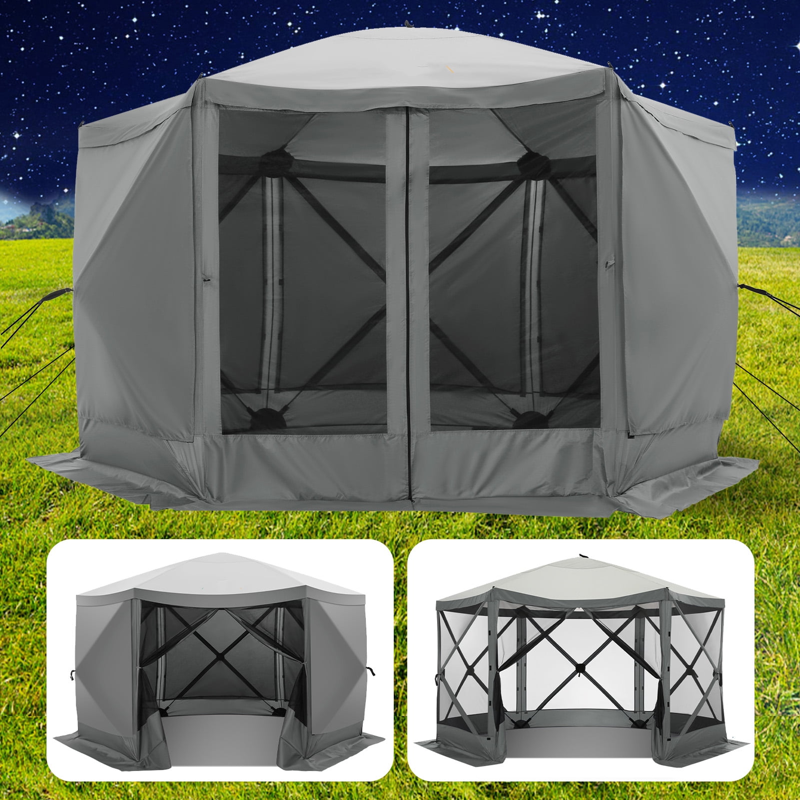 Hoteel 12x12ft Outdoor Pop Up Gazebo for Camping, Screen House with 6 ...