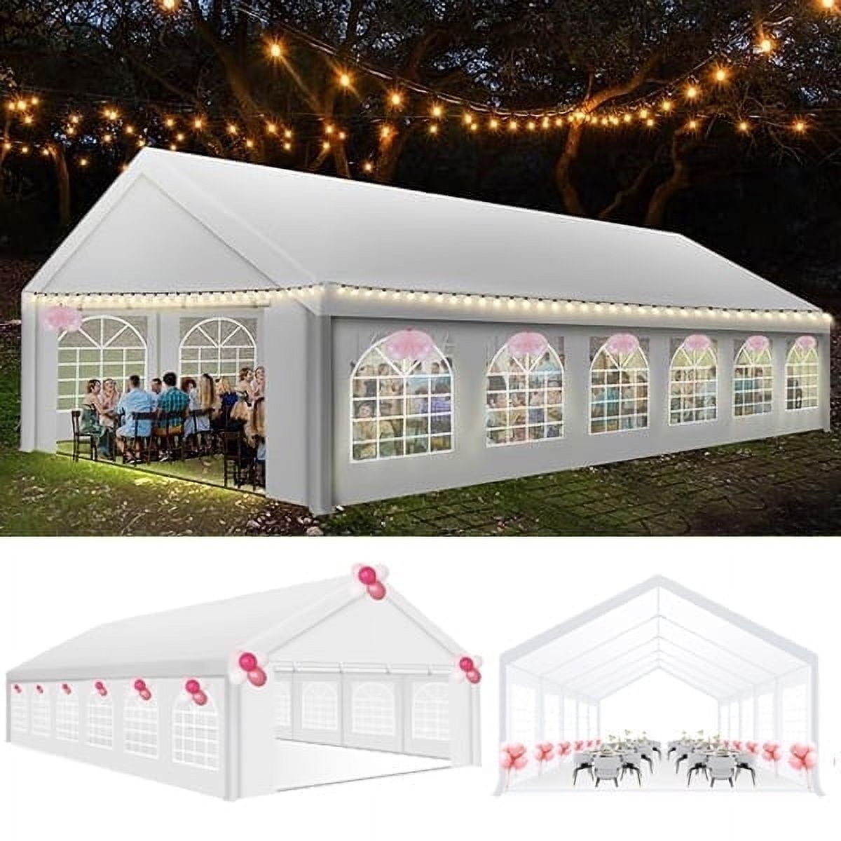 HOTEEL 20x40 Party Tent Heavy Duty with 8 Removable Sidewalls & 4 Built ...