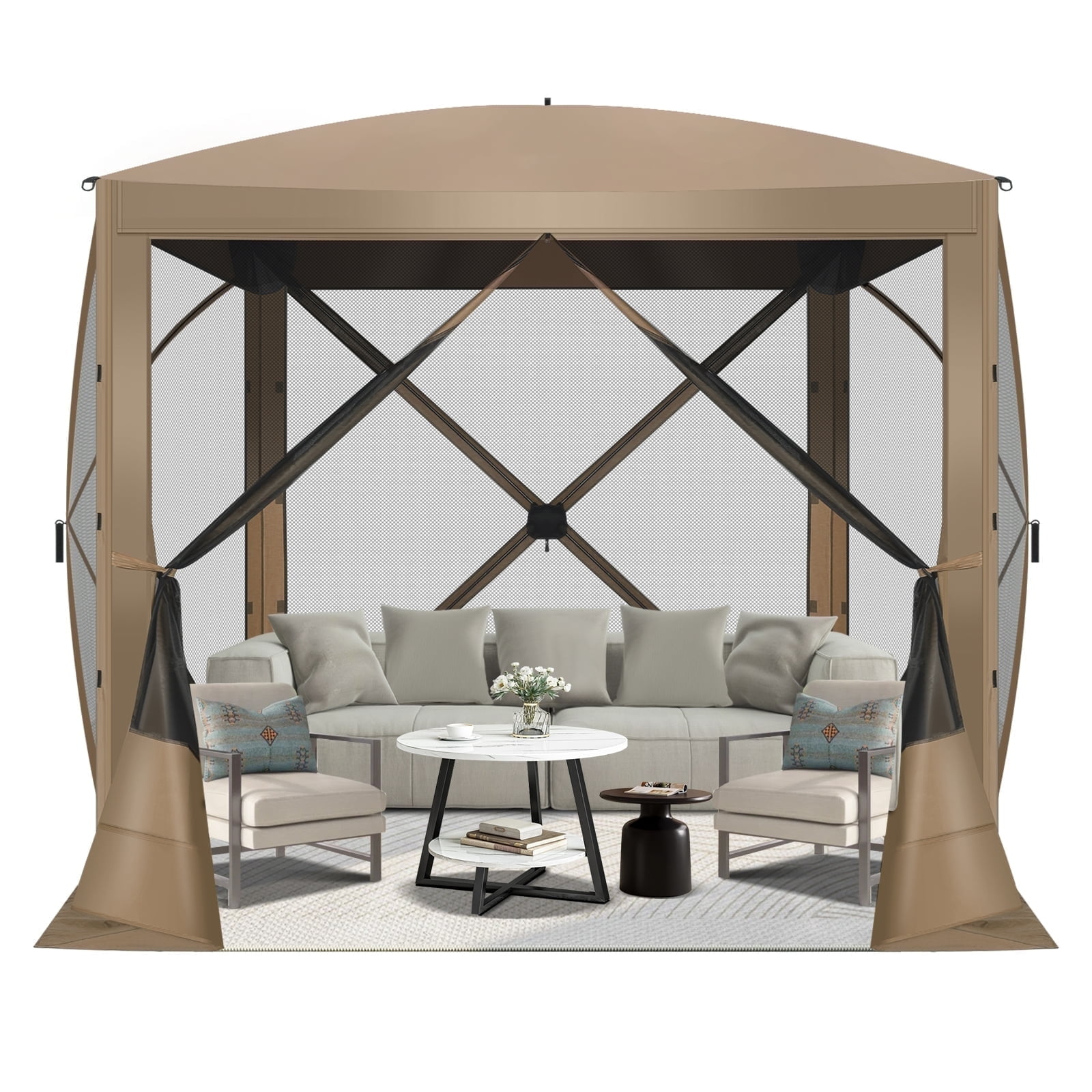 HOTEEL 8x8 ft Pop Up Gazebo Screen House Tent for Camping with 3 ...