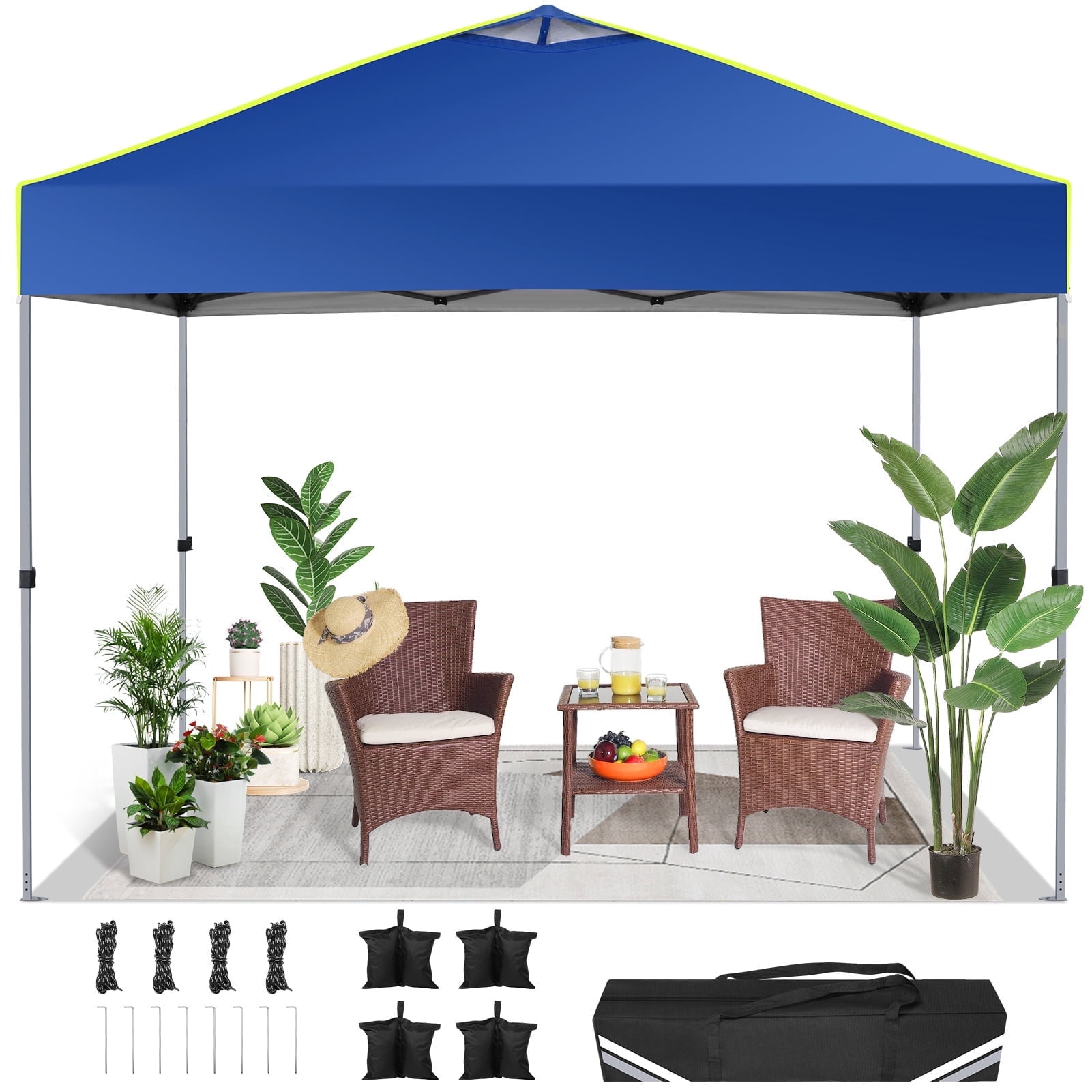 Hoteel Canopy 10x10 Pop Up Canopy Tent 1-Button Push Easy up Outdoor ...