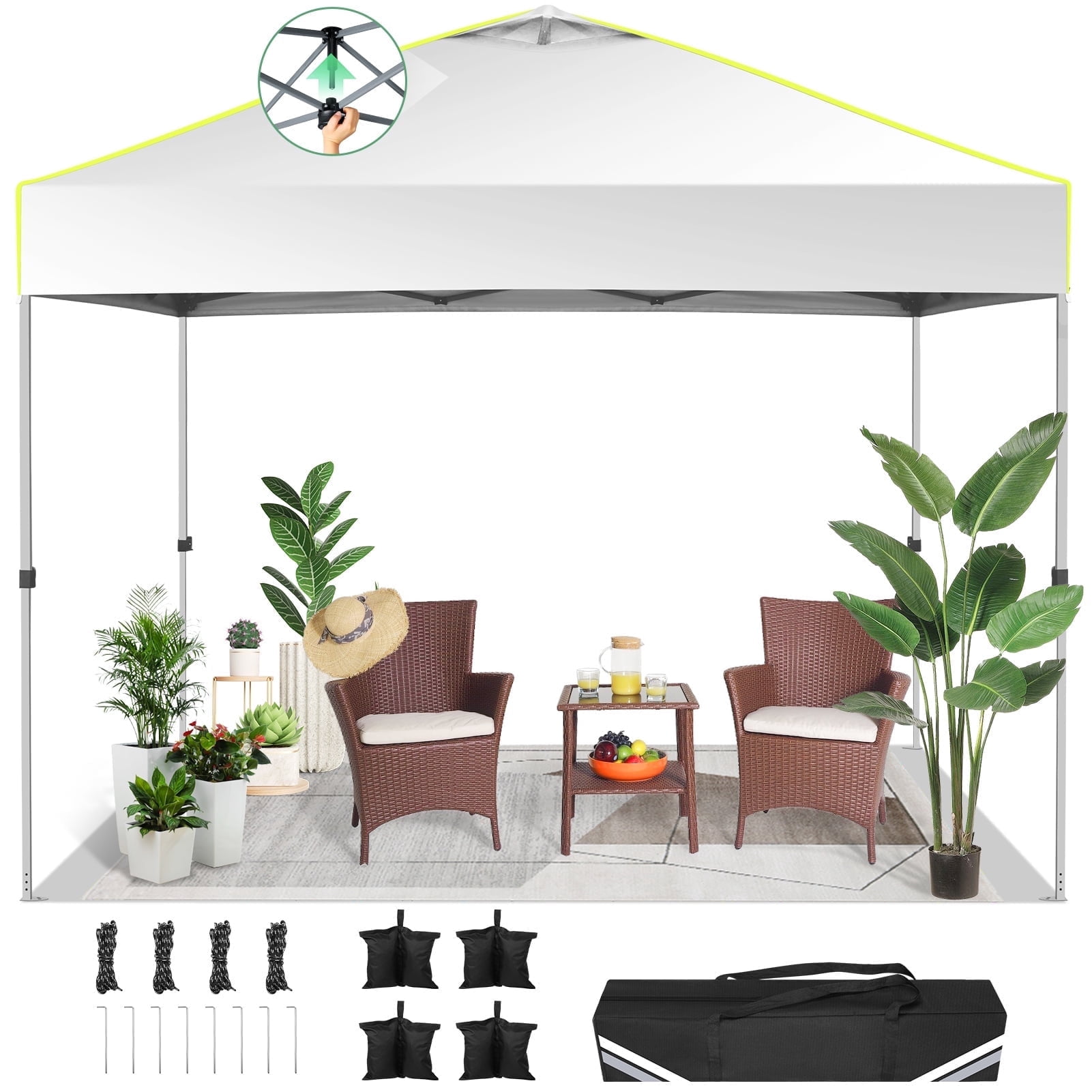 Hoteel Canopy 10x10 Pop Up Canopy Tent 1-Button Push Easy up Outdoor ...