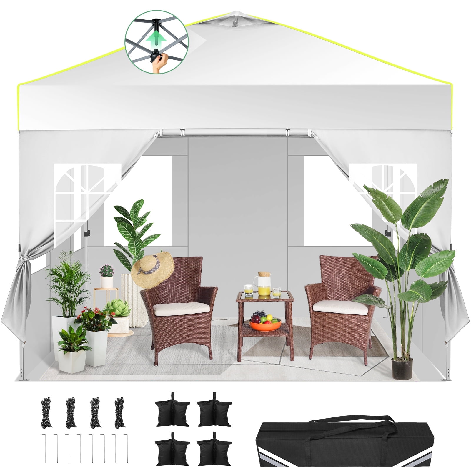 Hoteel Canopy 10x10 Pop Up Canopy Tent 1-Button Push Easy up Outdoor ...