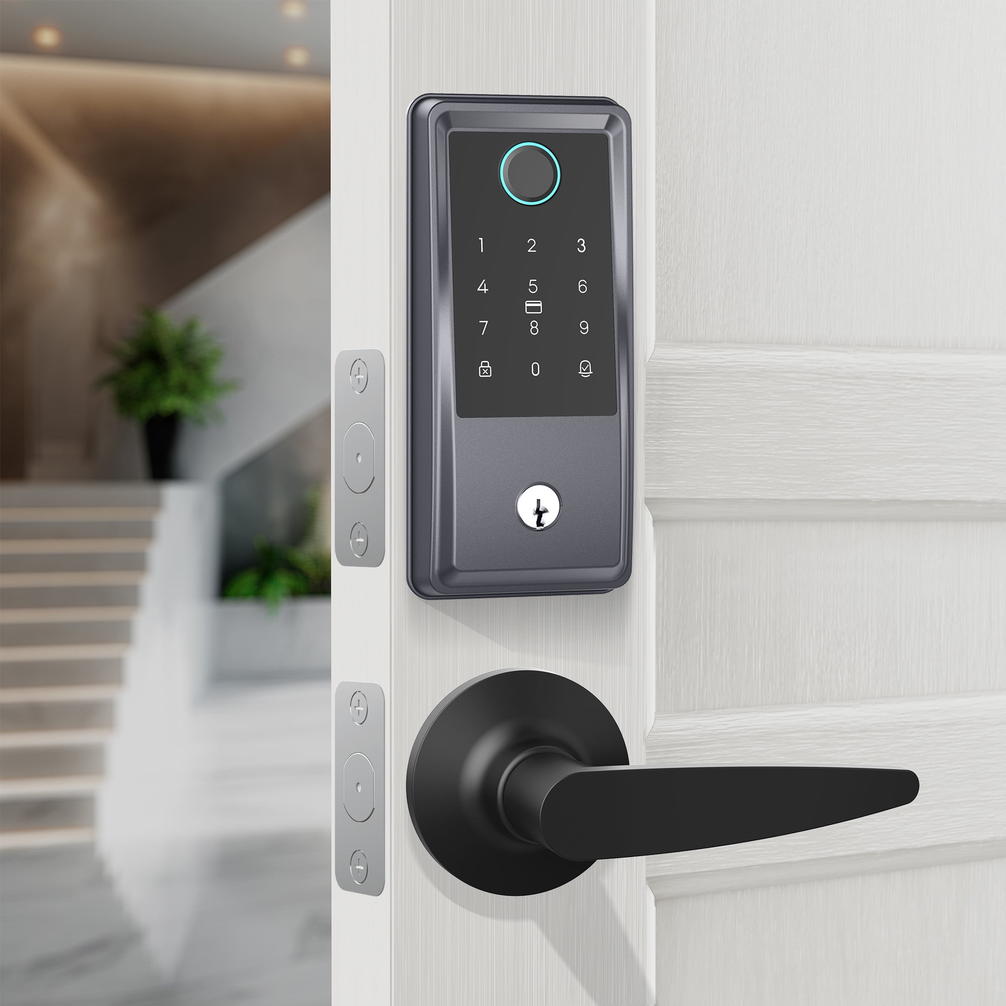 Hoteel G6 Smart Keyless Entry Door Lock with Handle - APP & 2.4G Wi-Fi ...