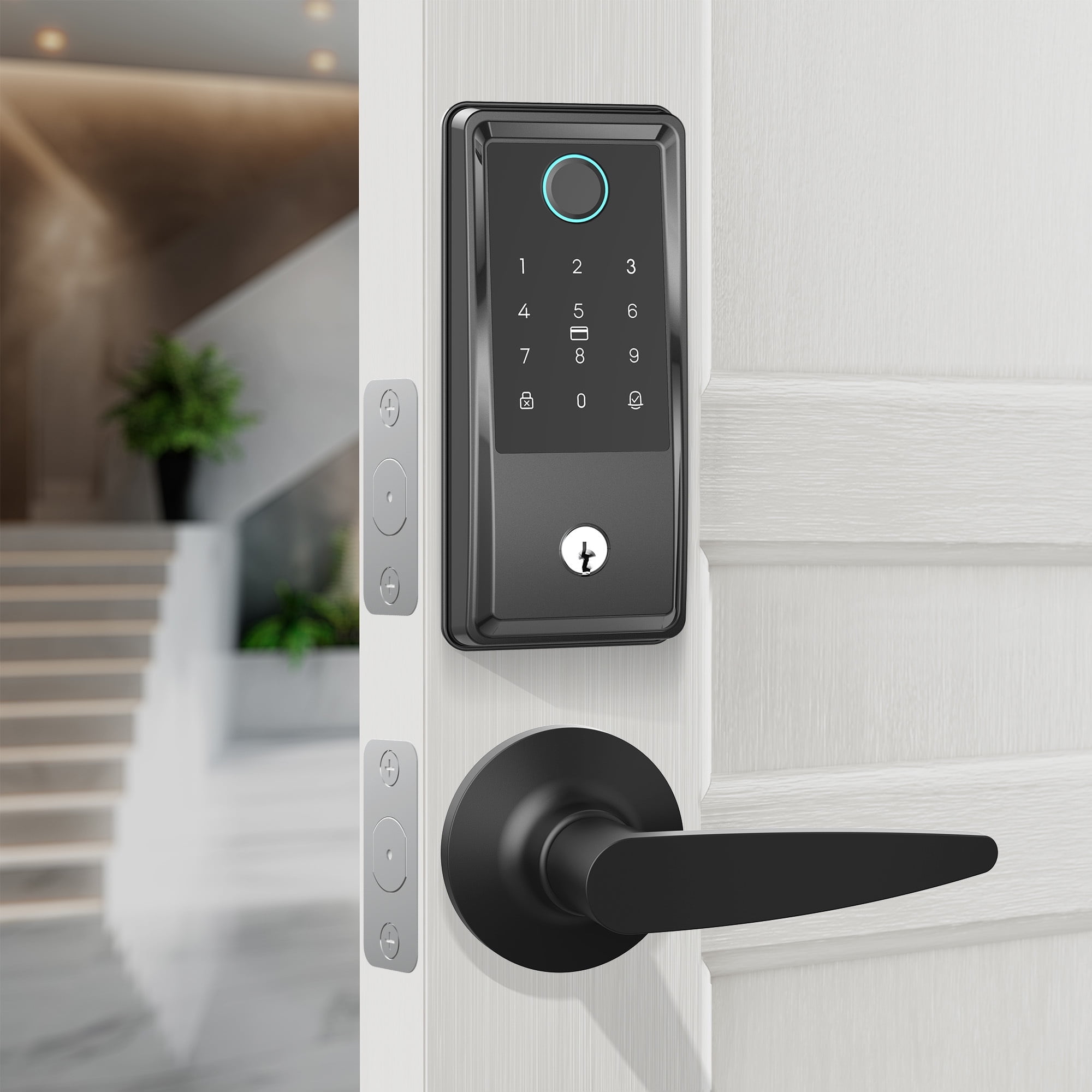Hoteel G6 Smart Keyless Entry Door Lock with Handle - APP & 2.4G Wi-Fi ...