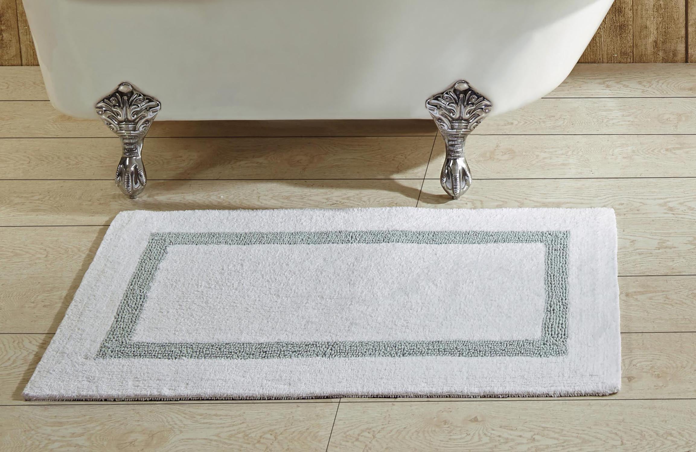 Better Trends Hotel 100% Cotton 24" x 40" Bath Rug - White/Blue ...