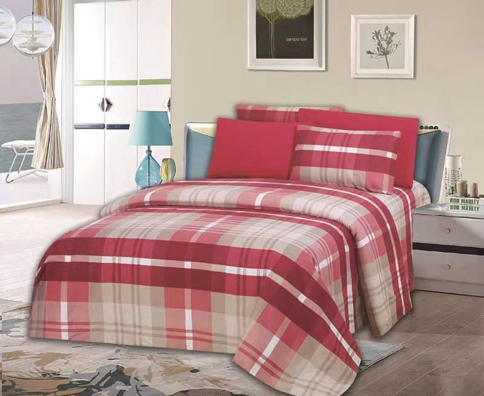 Hotel Club 1800 Super Soft 6-Piece Print Red Sheet Set (Queen, Tommy ...