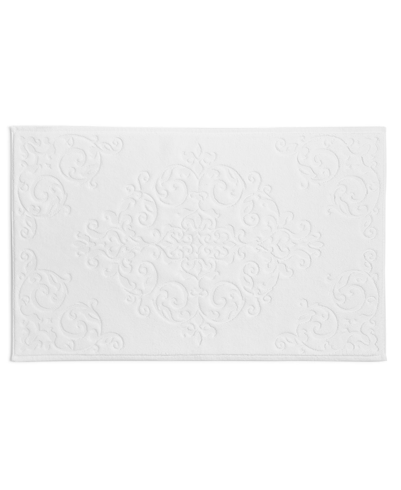 Hotel Collection 100% Cotton Classic Textured Bath Rug, White 22 x 36 ...