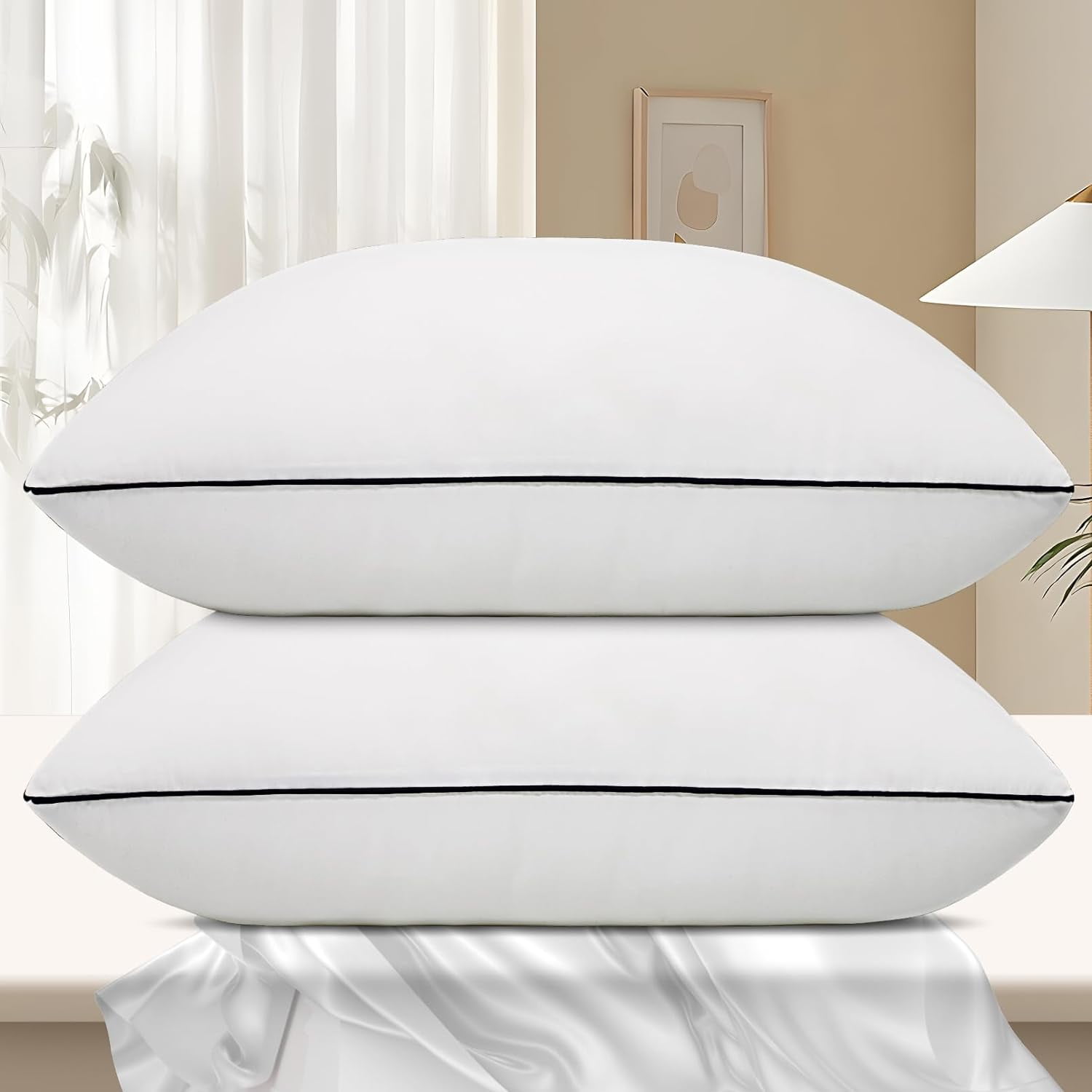 Hotel Collection Bed Pillows for Sleeping 2 Pack Standard Size Cooling ...
