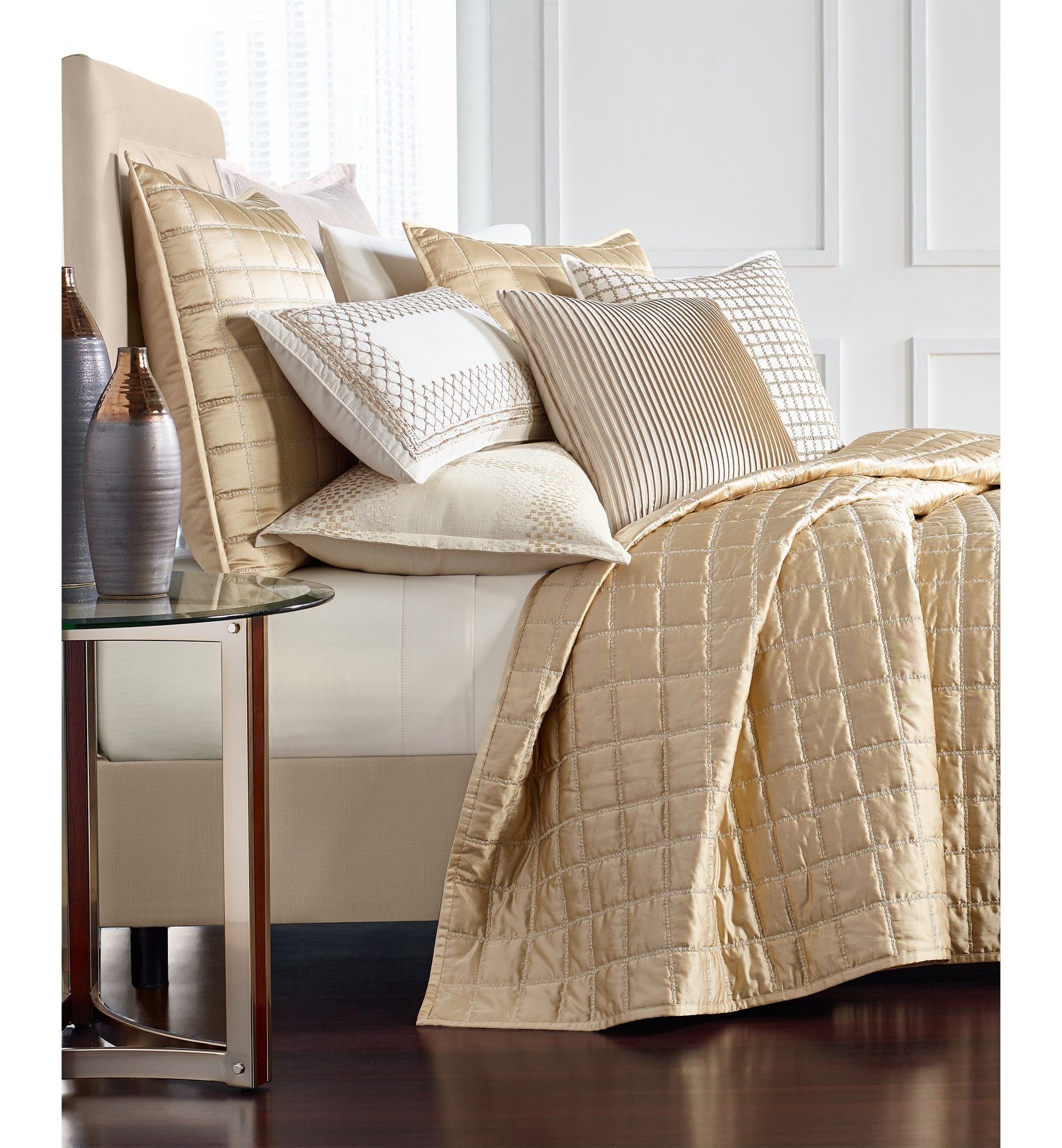 Hotel Collection Bedding Mosaic Grid Queen Coverlet - Walmart.com
