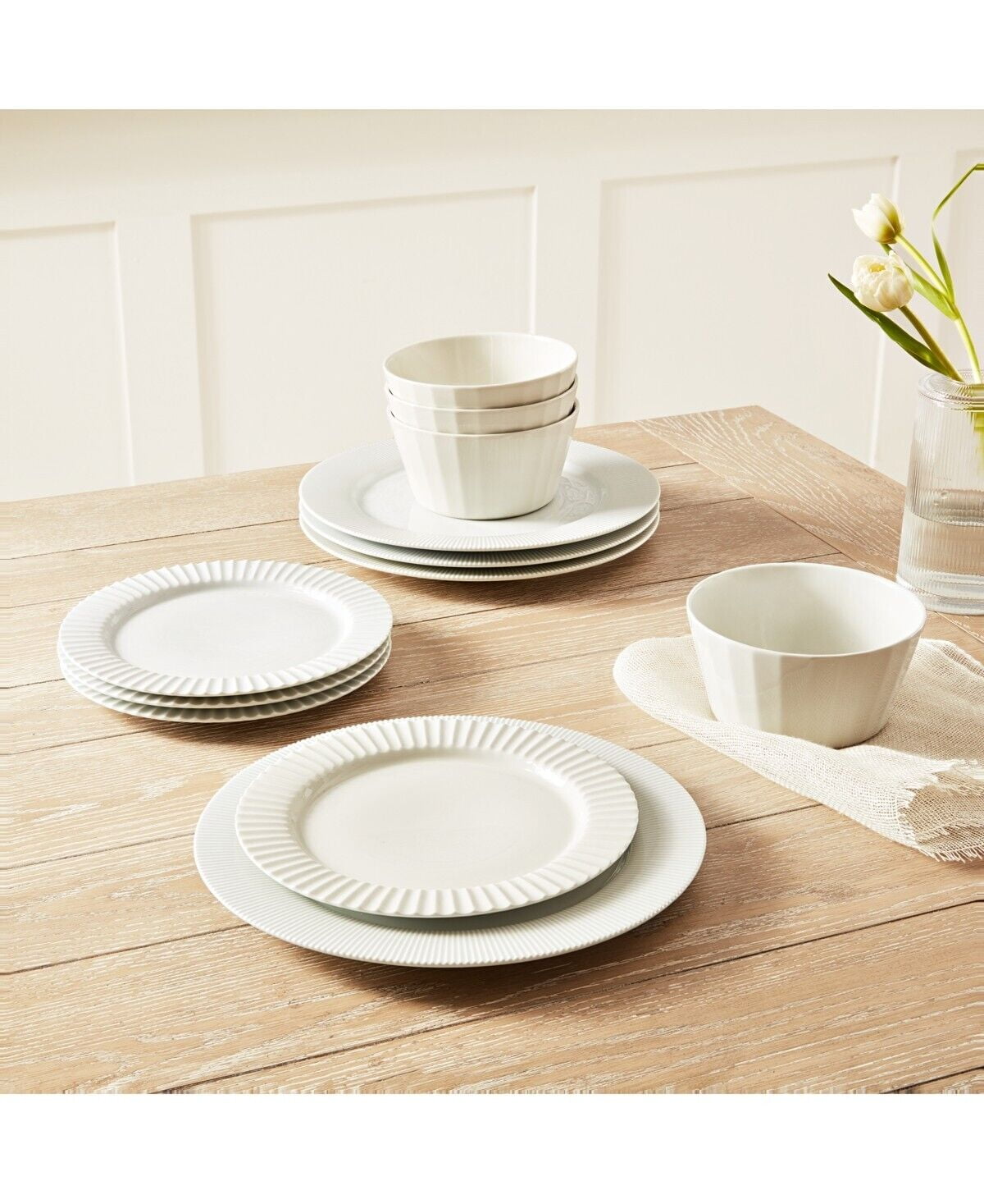 Hotel Collection Fluted 12 Pc. Dinnerware Set, Service for 4 (retail ...