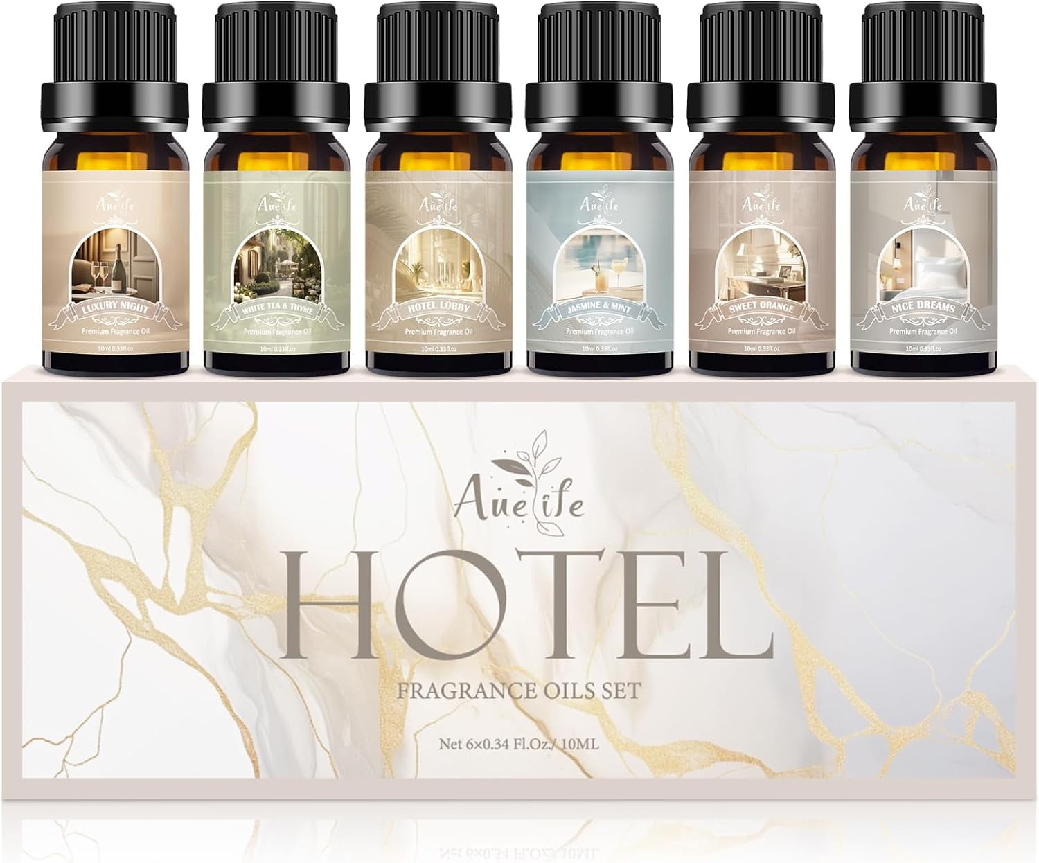 Hotel Essential Oils Set - 6 Premium Scents for Diffuser, Aromatherapy ...