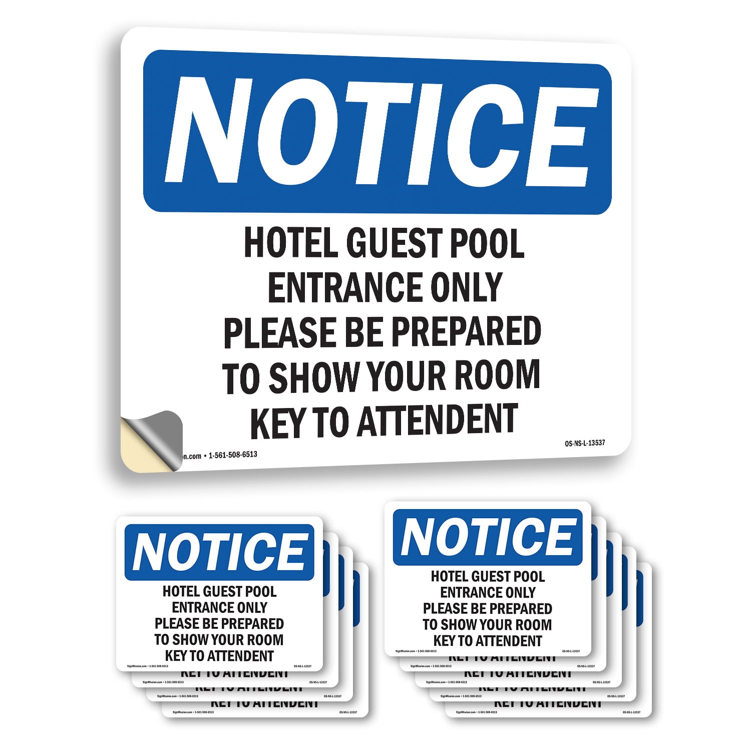 Hotel Guest Pool Entrance Only Please Be OSHA Notice Vinyl Decal Label ...