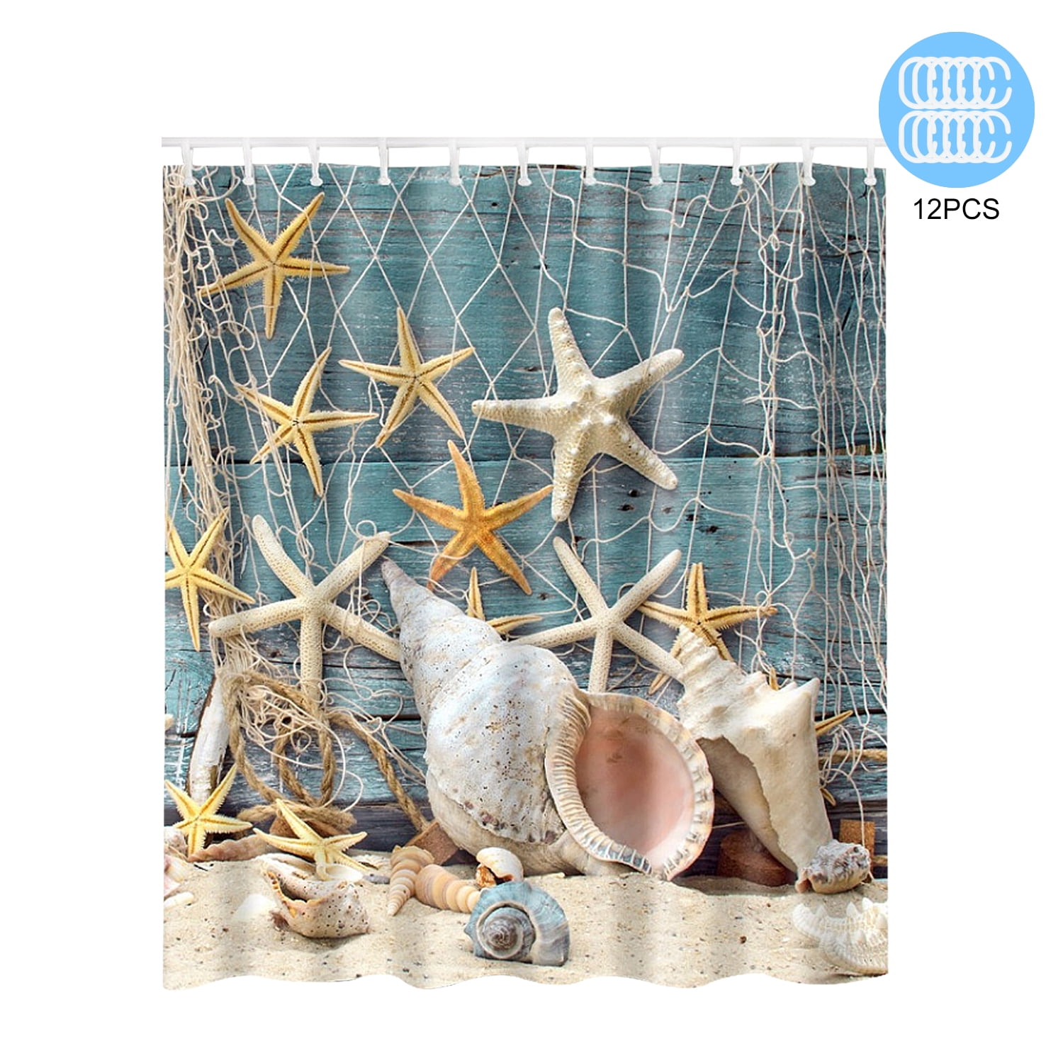 "Hotel Home Coastal Nautical Sea Shell Shower Curtain, Waterproof ...