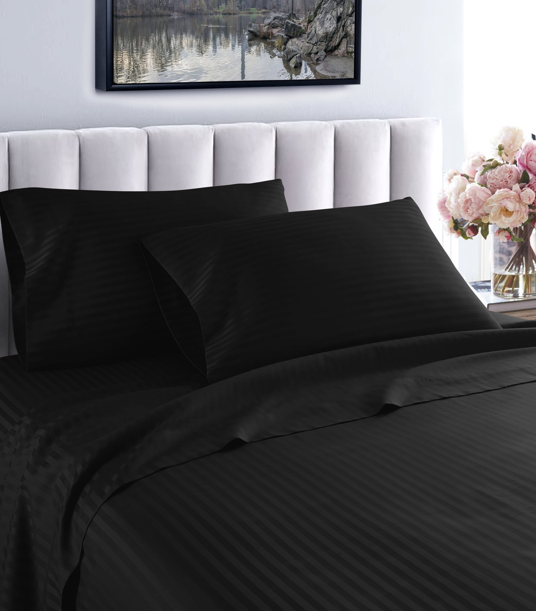 Hotel London 600 Thread Count 100% Cotton Deep Pocket Striped Sheet Set ...