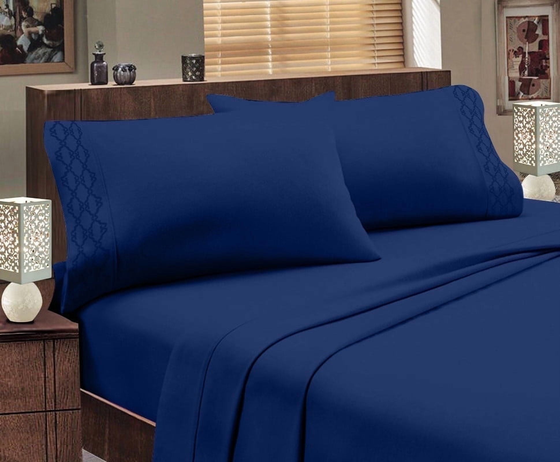 Hotel Luxurious 1800 Series Super Soft Embroidery 4 Piece Sheet Set ...