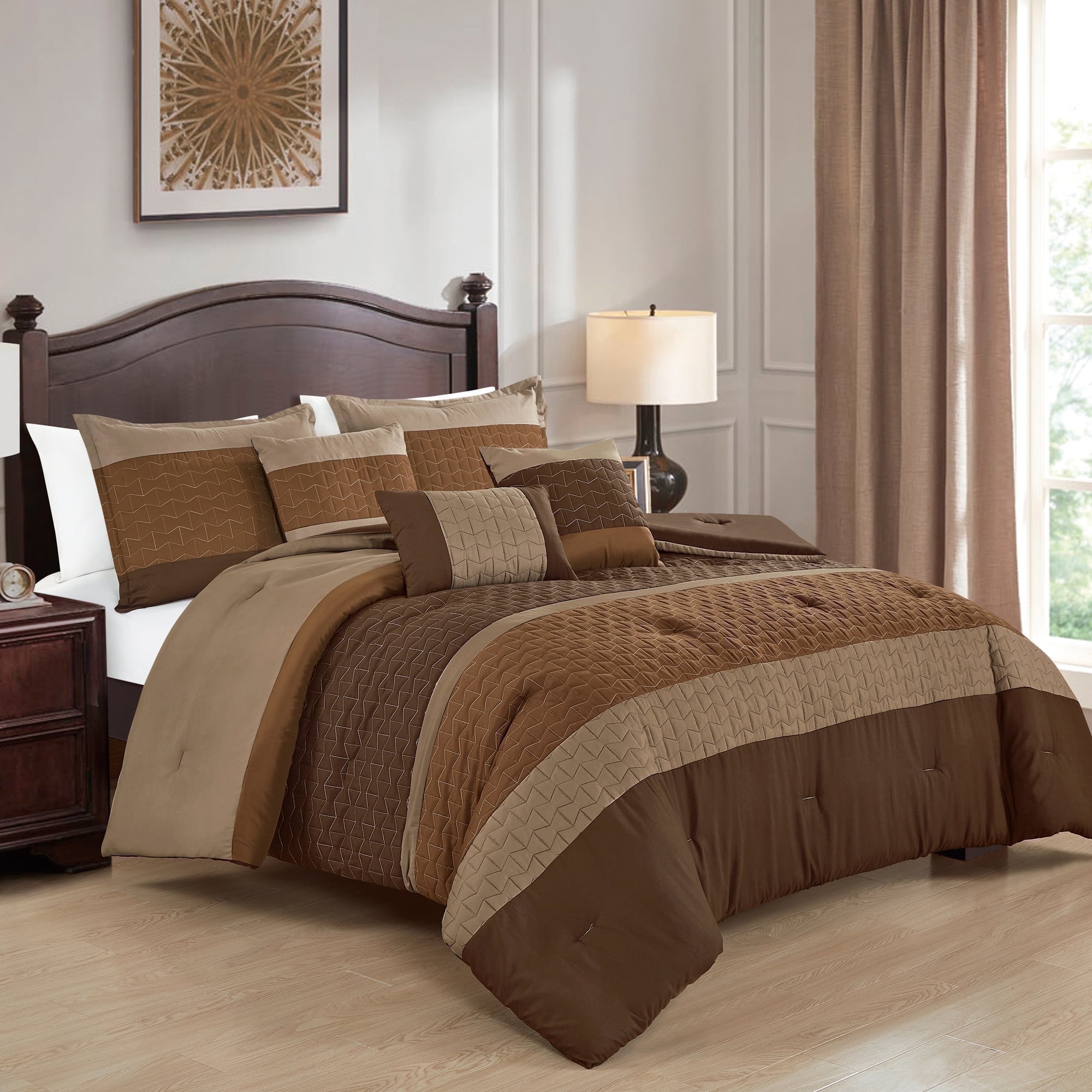 JCrown 6 Piece Bed in Bag Comforter Set - Geometric or Striped Pattern ...