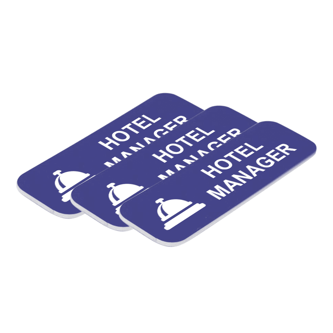 Hotel Manager (Bell) 1 x 3" Name Tag/Badge, Blue, (3 Pack) - Walmart ...