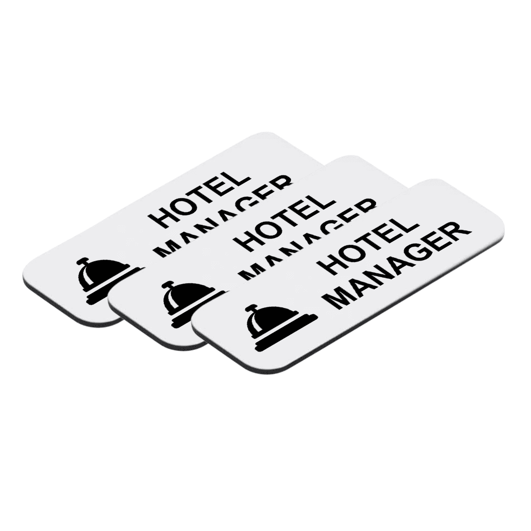 Hotel Manager (Bell) 1 x 3" Name Tag/Badge, White, (3 Pack) - Walmart.com