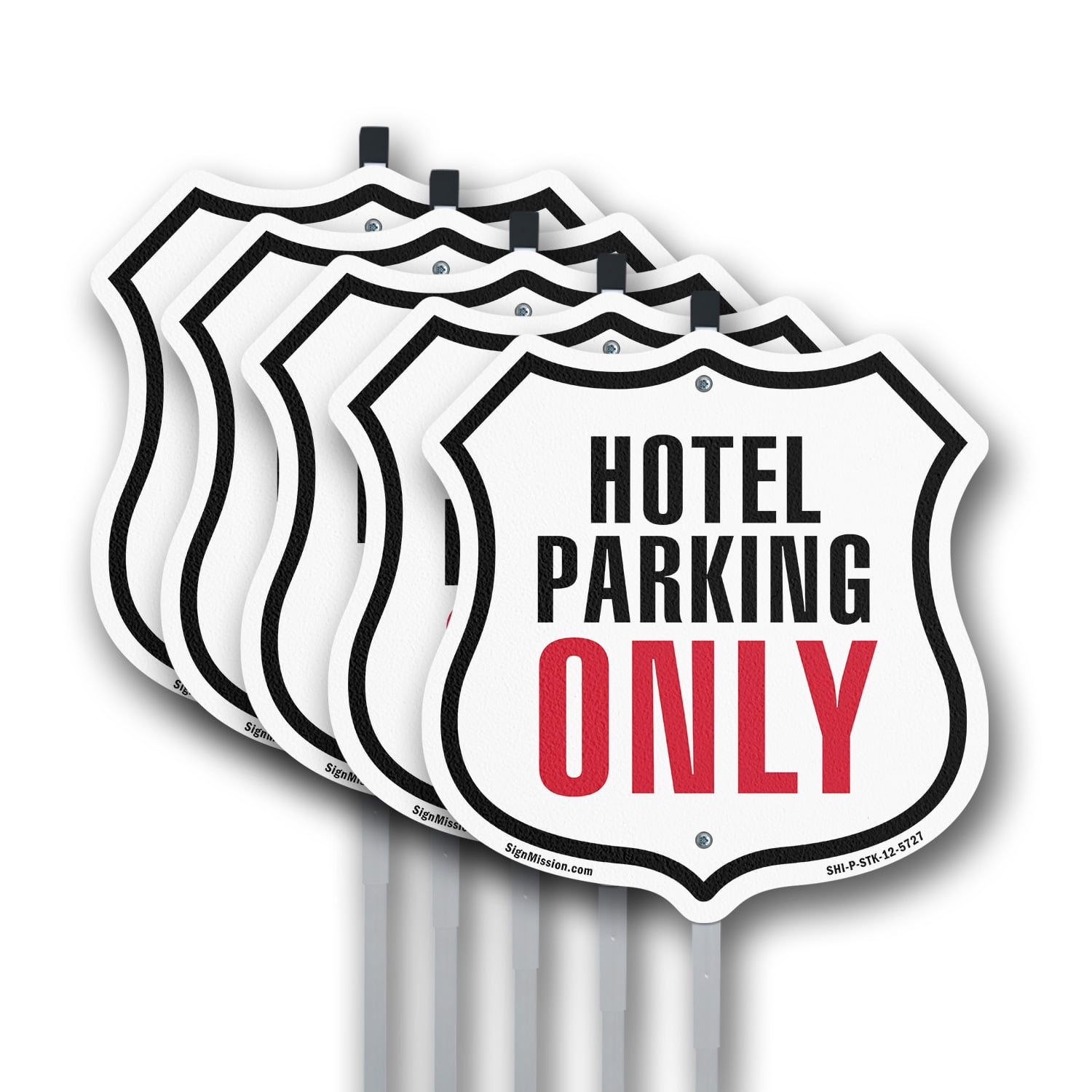 Hotel Parking Only (5 Pack) 12 inch X 12 inch Shield Shaped Rust-Free ...