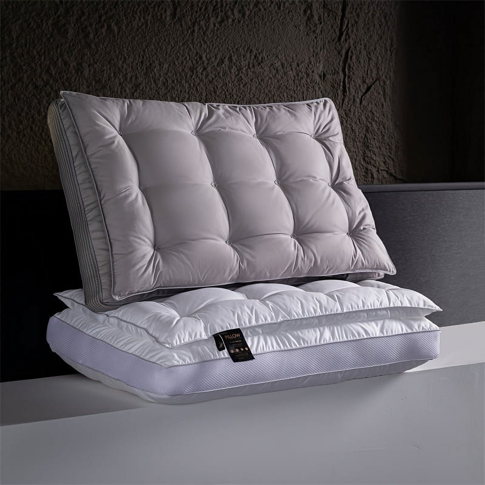 Hotel-Quality Double-Layered Feather Velvet Pillow with 3D Support ...