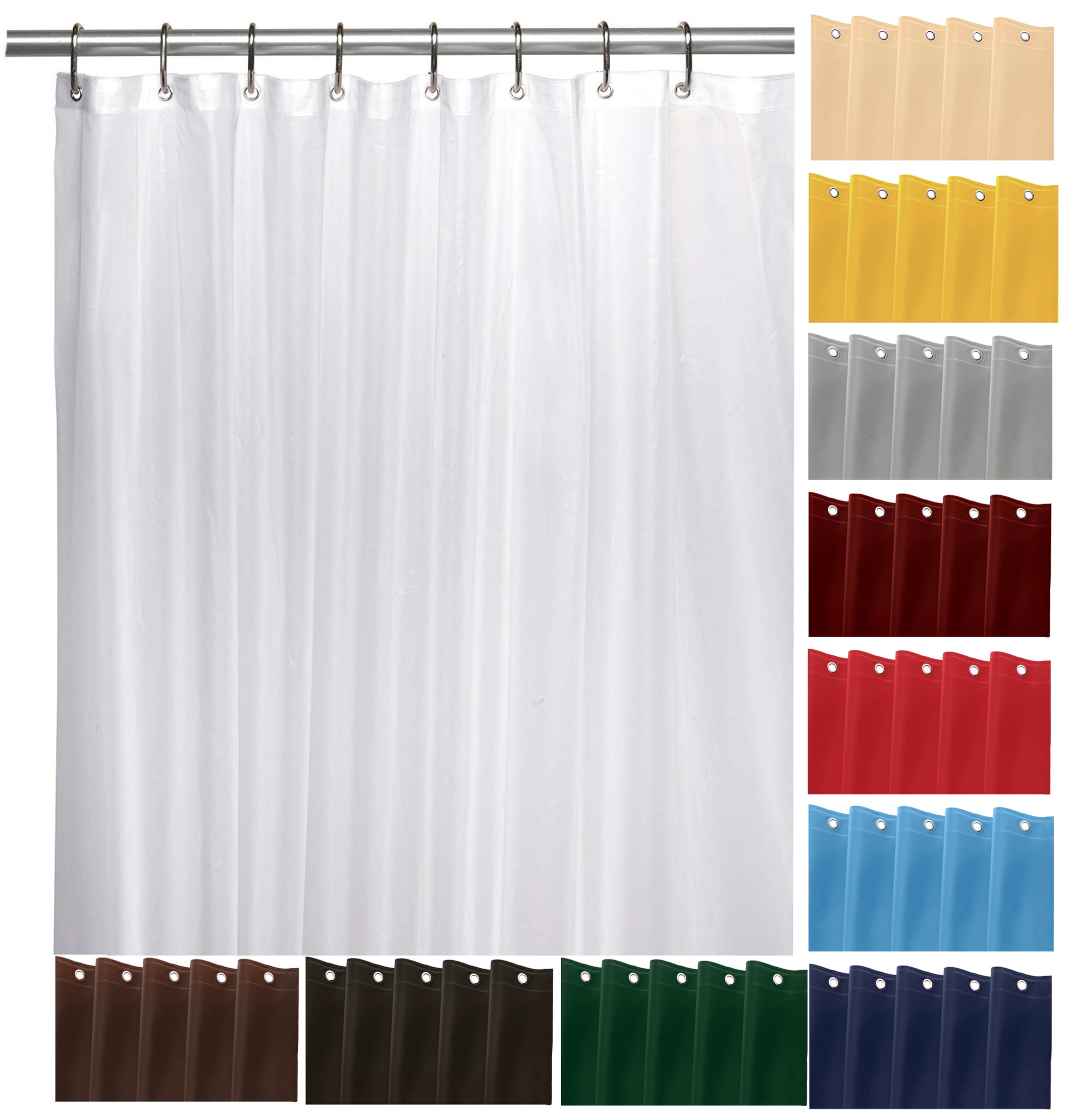 Hotel Quality Heavy Shower Curtain Liner with Rustproof Metal Grommet ...