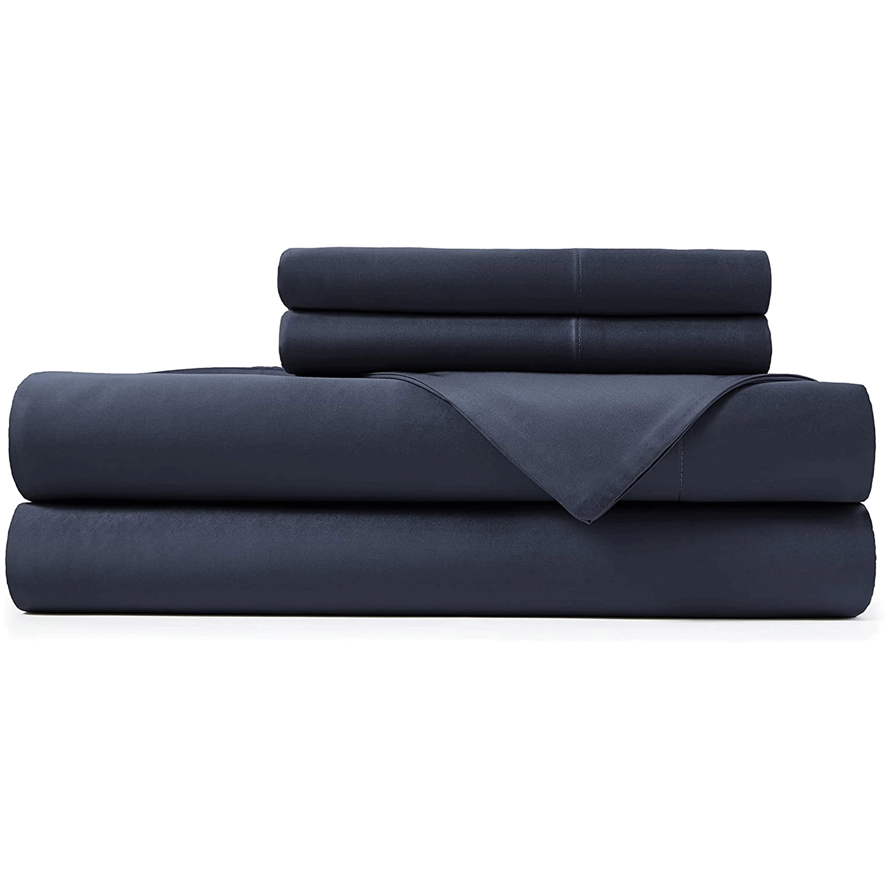 Hotel Sheets Direct 100% Bamboo 4 Piece Bed Sheet Set, Queen, Navy Blue ...