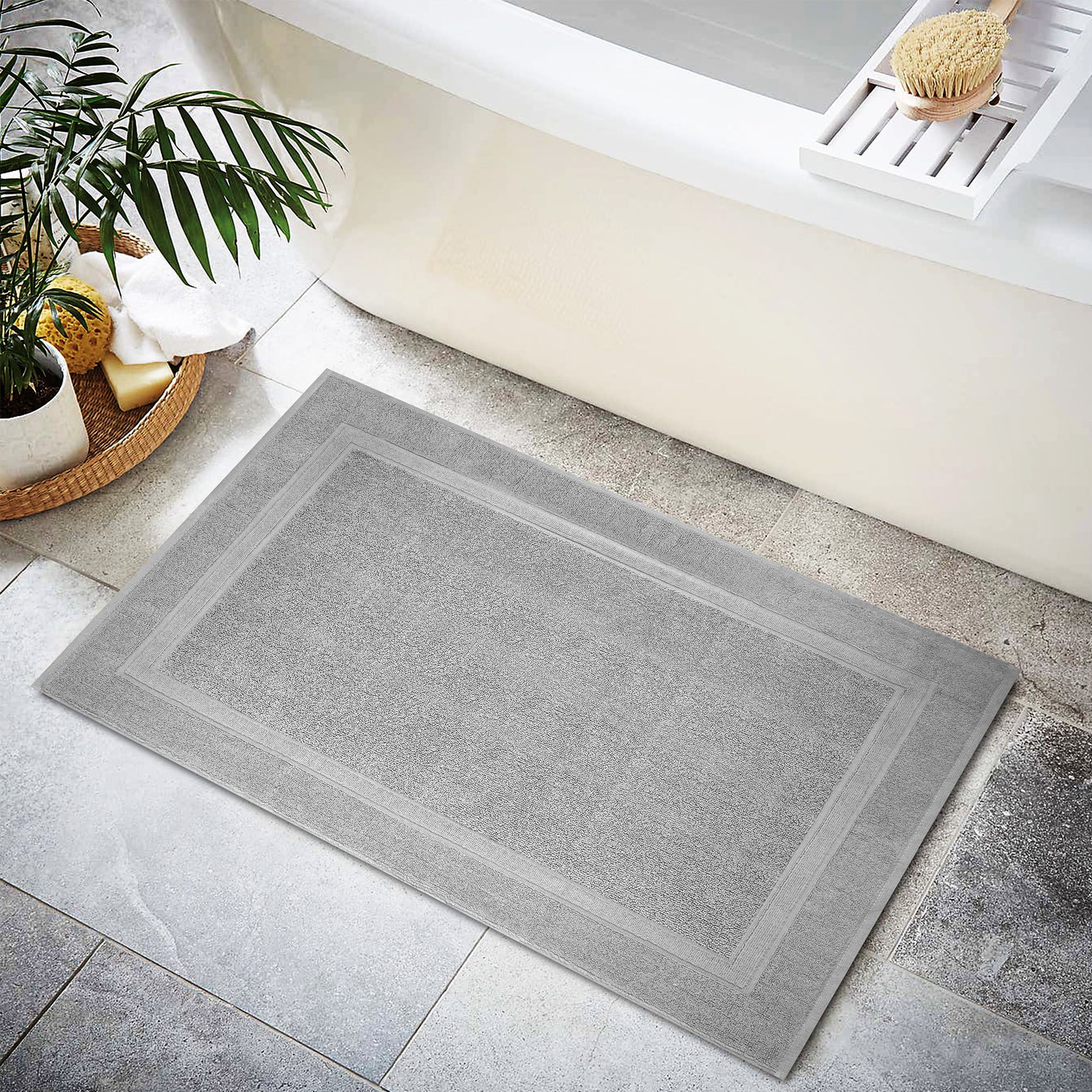 Premium Cotton Banded Light Grey Bath Mats Pack of 2, 22x34 inches [Not ...