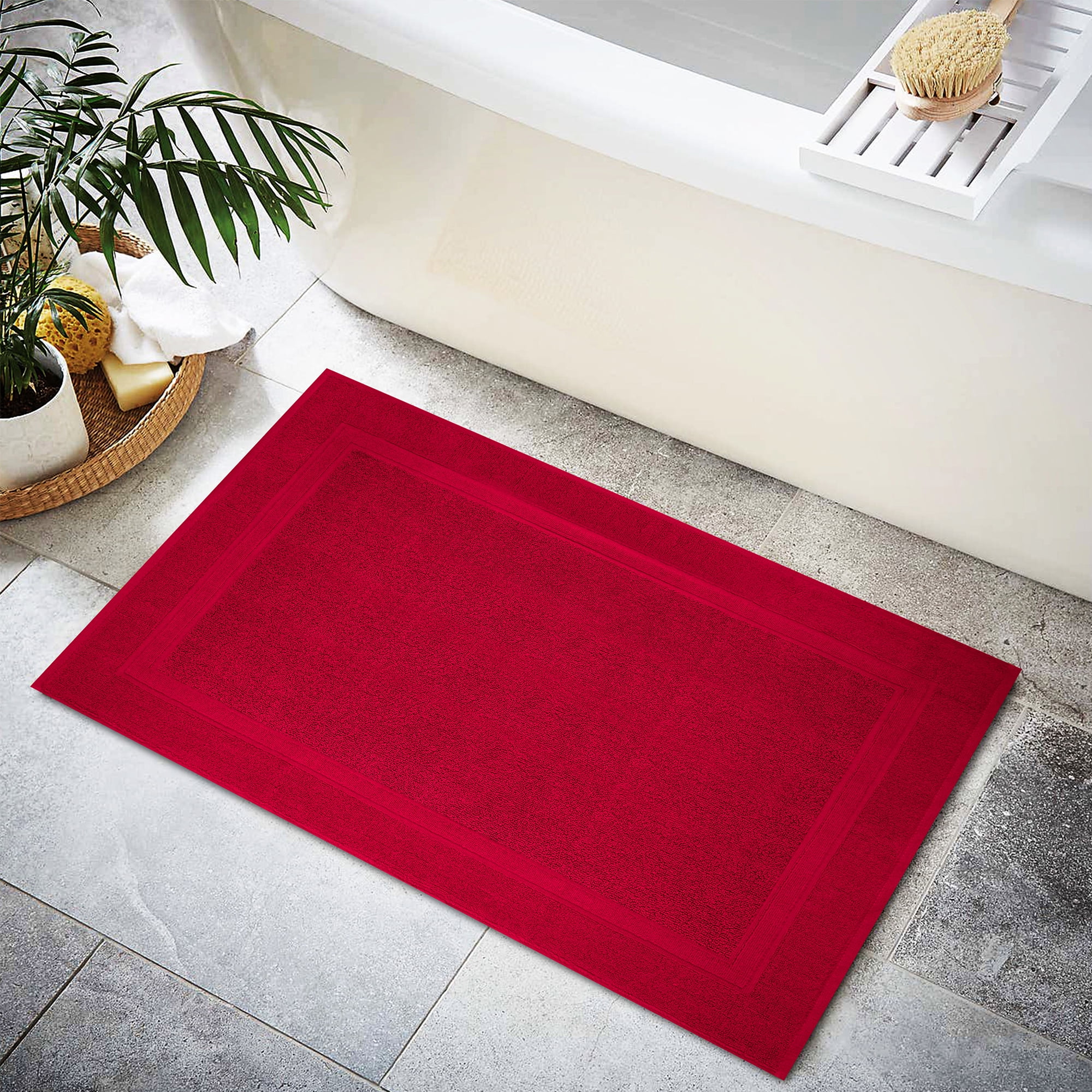 Infinitee Xclusives, Cotton Bath Mats, 22x34 inches, Red Pack of 2 ...