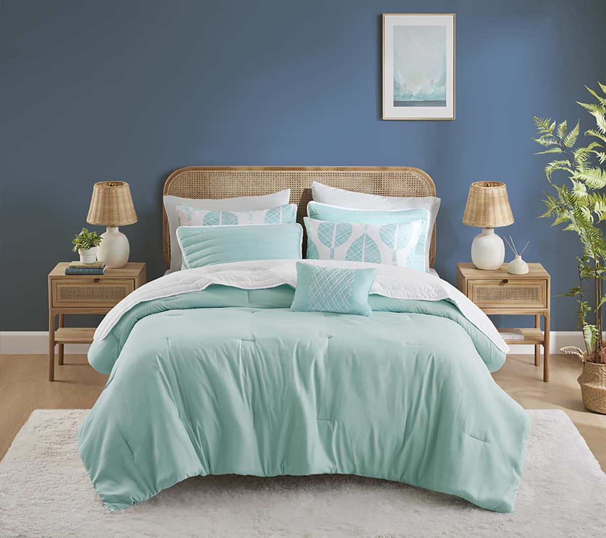 Hotel Style Central Park 10 Piece Comforter Set, Queen, Turqoise Blue ...