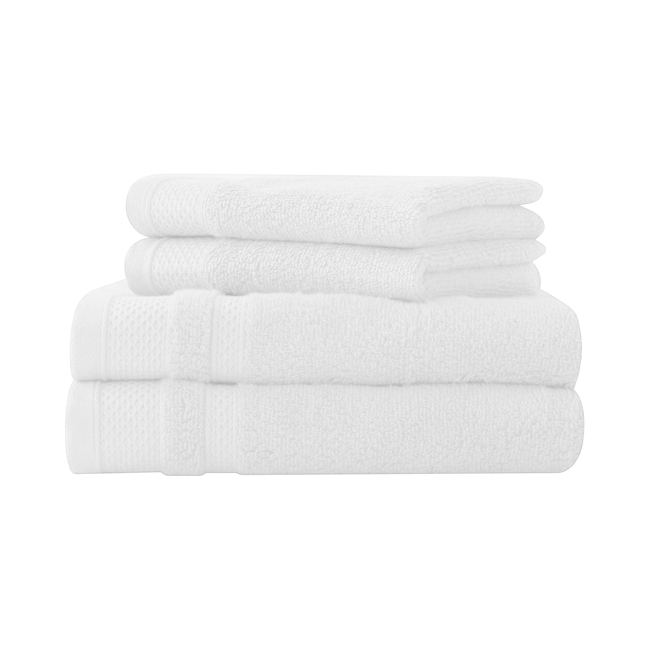 Hotel Style Luxury Hand & Washcloth Set, 100% U.S. Cotton, Arctic White ...