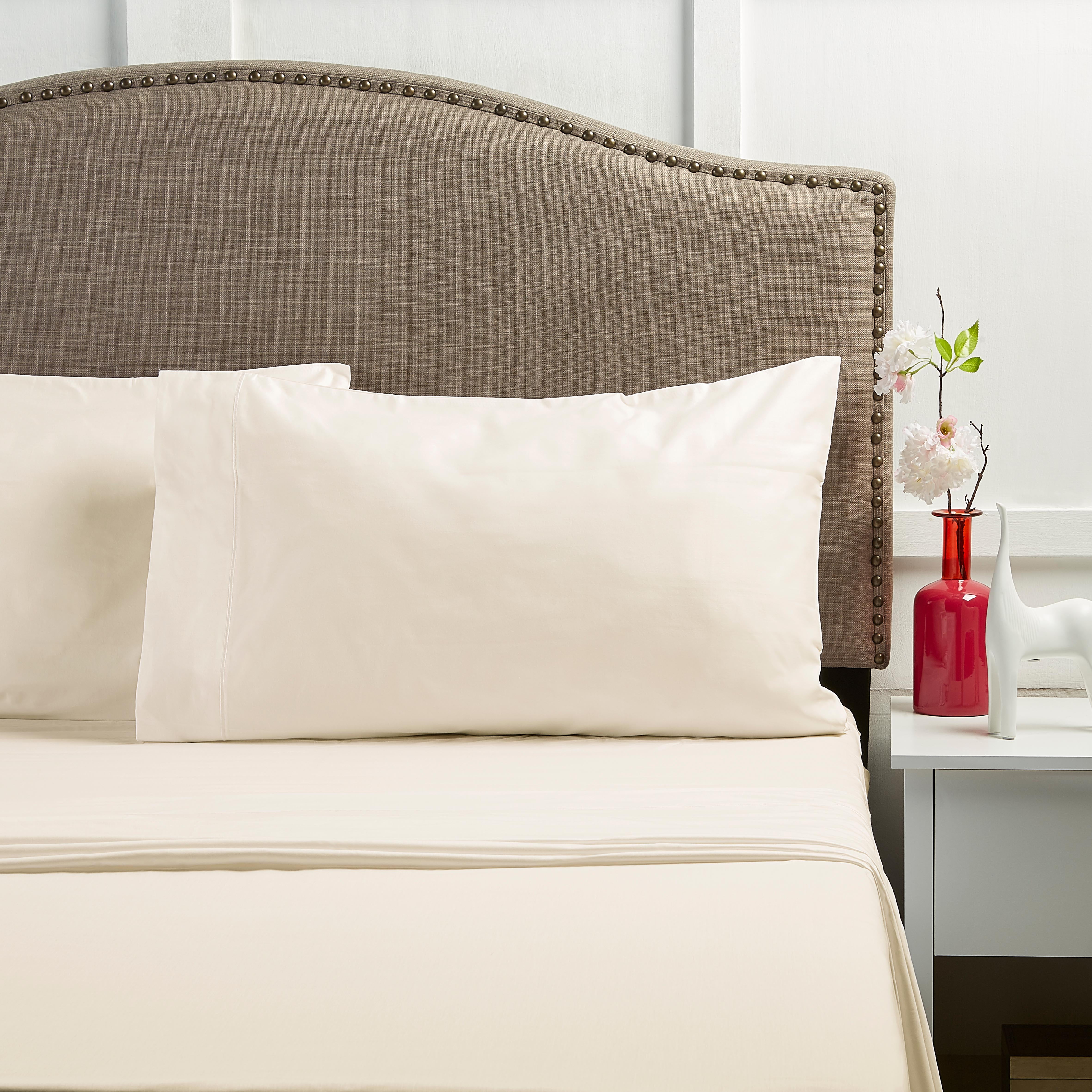 Hotel Style Luxury 4-Piece 600 Thread Count Cream Solid Cotton Bed ...