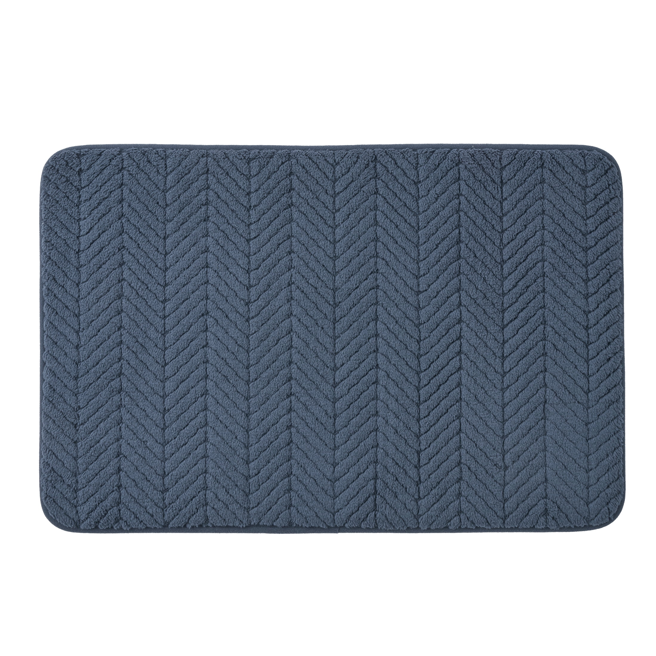 Hotel Style Plush Memory Foam Bath Mat Navy 18" X 27" - Walmart.com