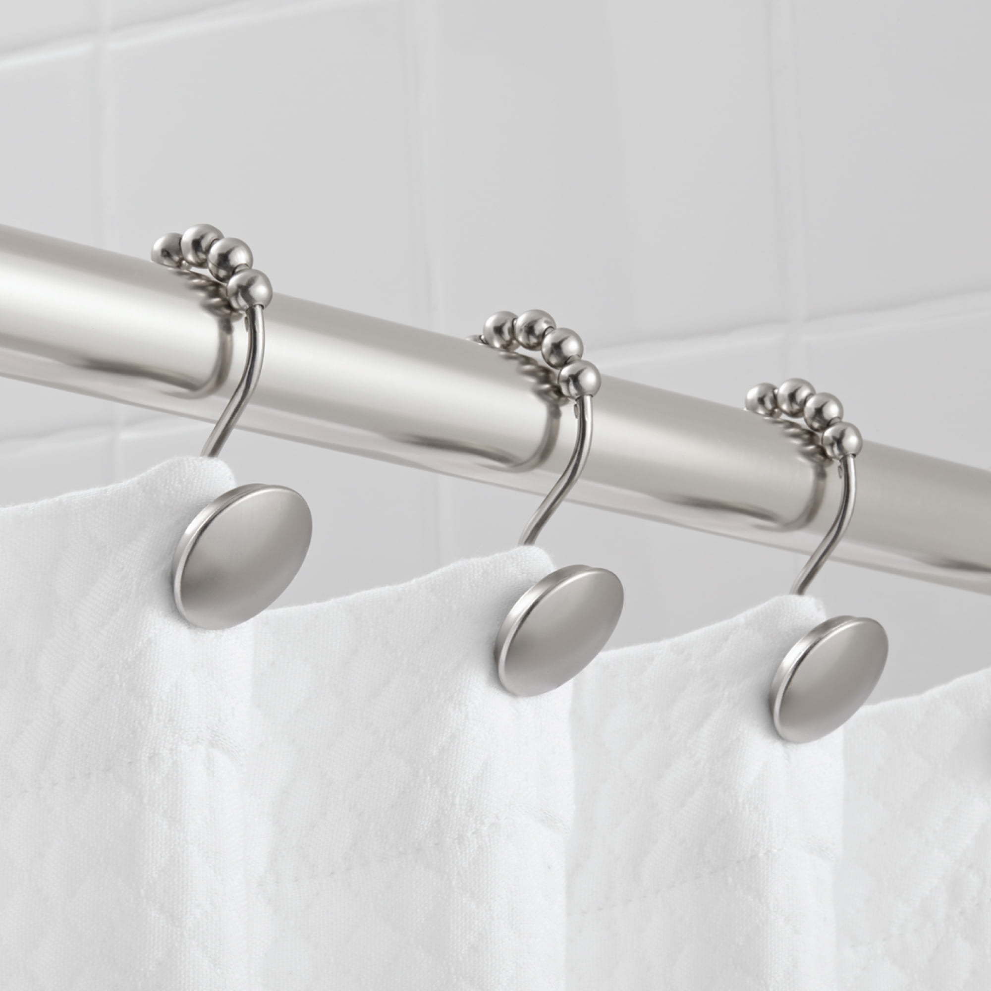 Peyton Brushed Nickel Shower Hooks - Set of 12 - Walmart.com