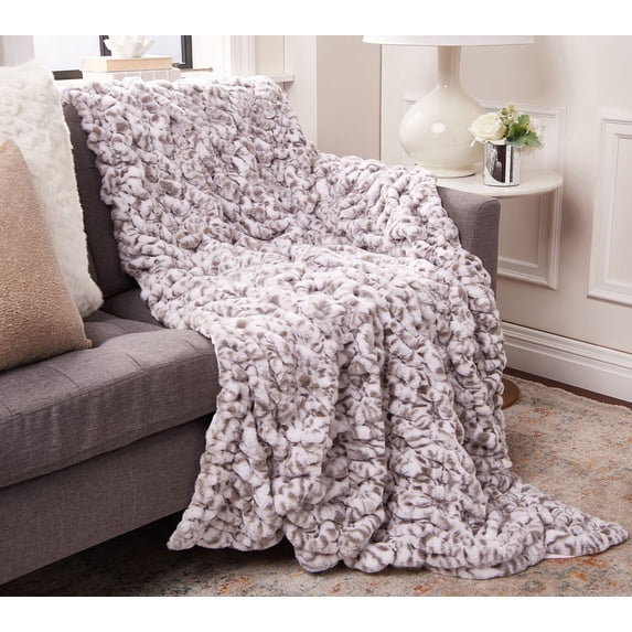 Hotel du Cobb Plush Luxe Oversized Luxury Ruched Faux Fur Blanket by ...