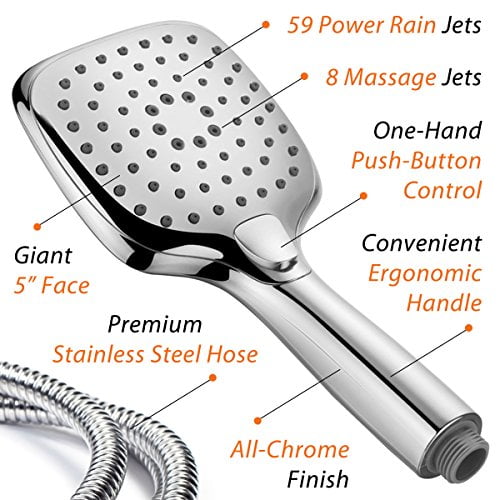 HotelSpa 10.5-in Rain Shower Head/Handheld Combo. Convenient Push ...