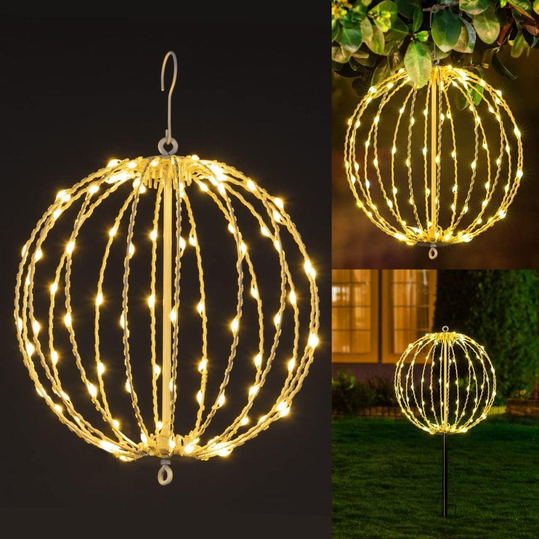 Hotelstar 96LED Foldable Light Sphere - 12IN Hanging, Pathway & Tree ...