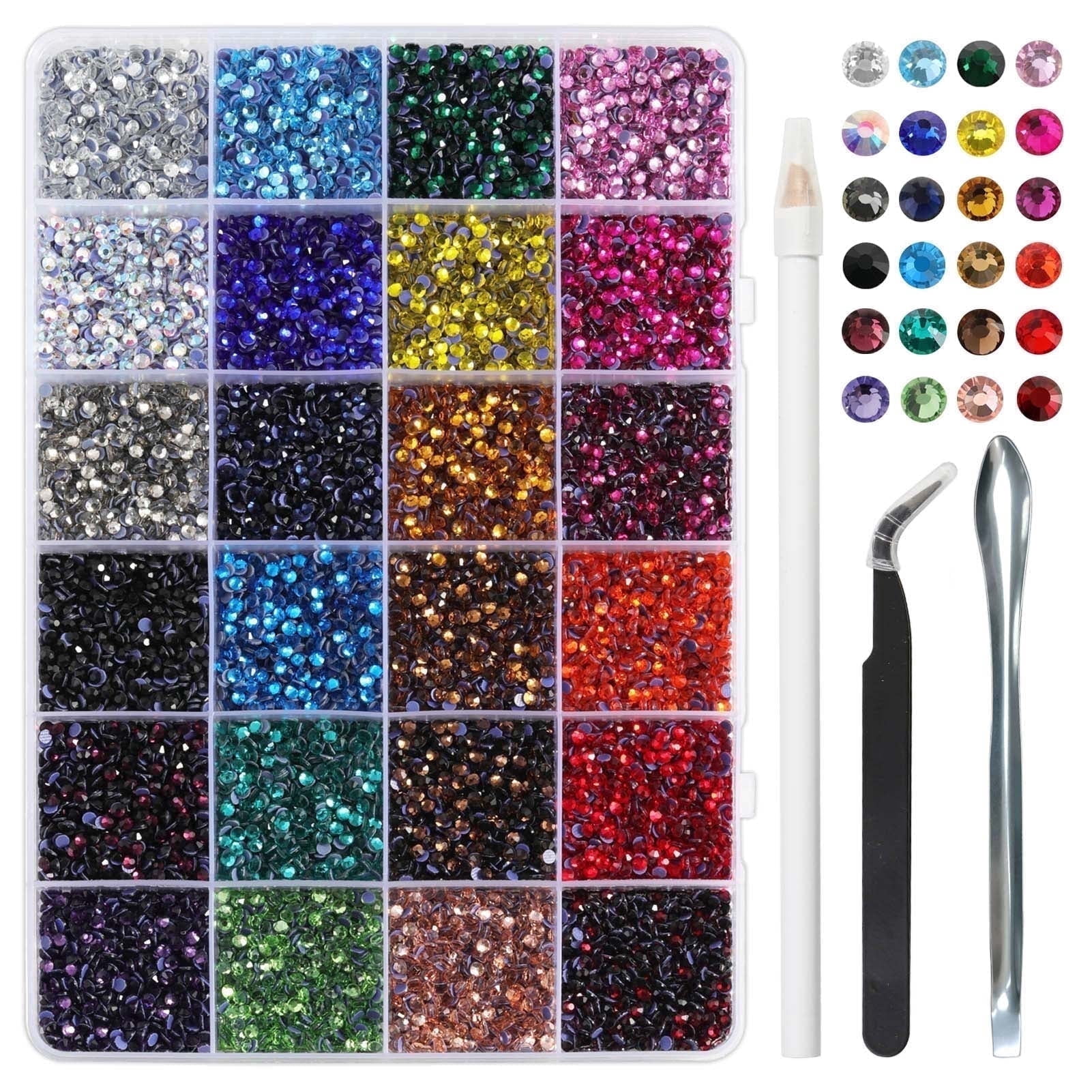 BEADSLAND Hotfix Rhinestones SS10 3mm, 24 Colors with Tools - Walmart.com