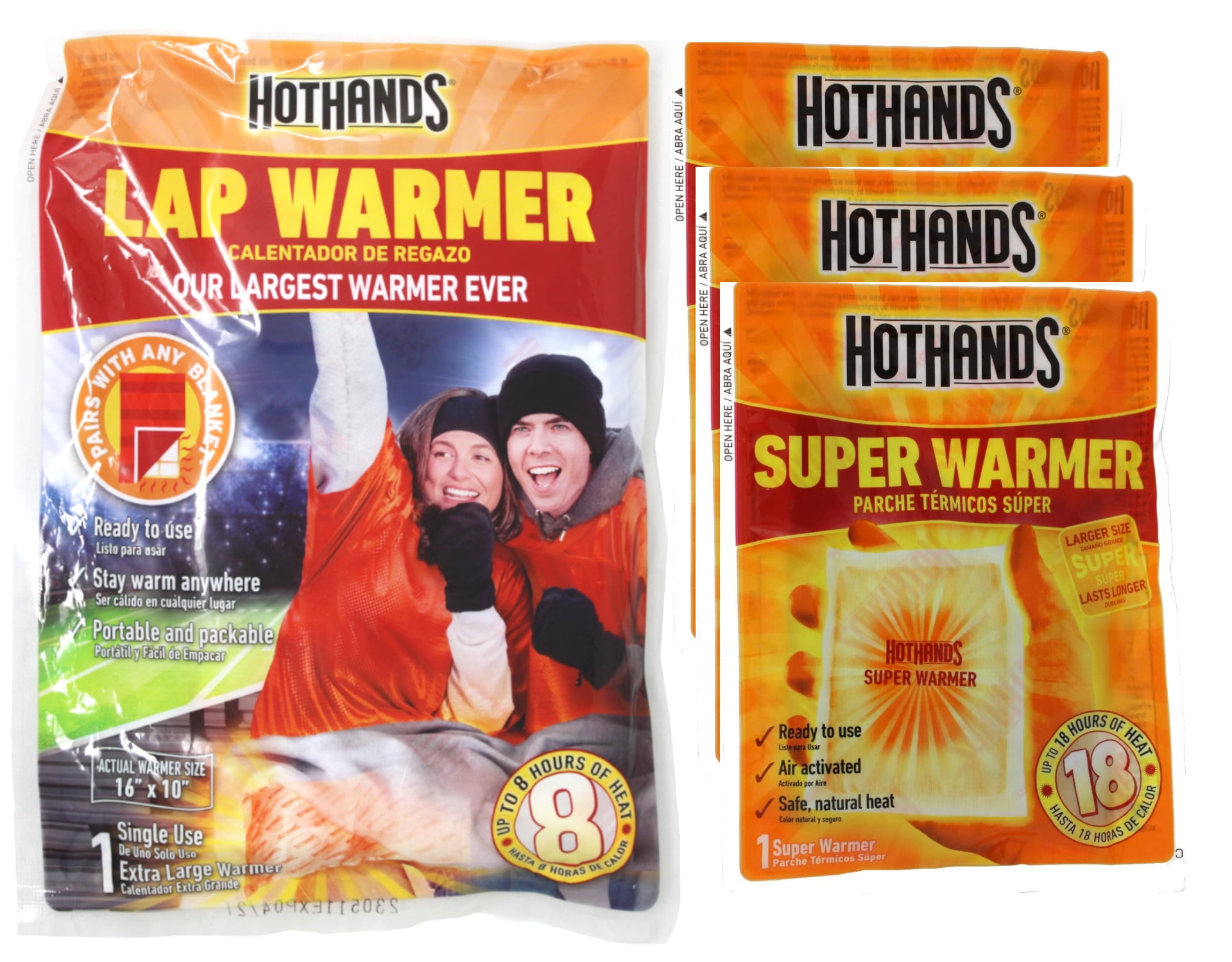 Hothands Lap Warmers 1 Count + Super Warmers 3 Count kit - Walmart.com
