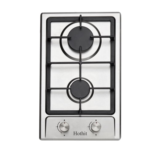 Hothit 2 Burner Propane Gas Cooktop, 12" Inch LPG/NG Dual Fuel Built-in ...