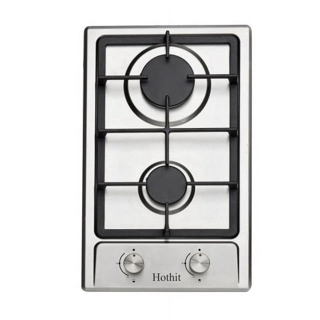 Hothit 2 Burner Propane Gas Cooktop, 12" Inch LPG/NG Dual Fuel Built-in ...