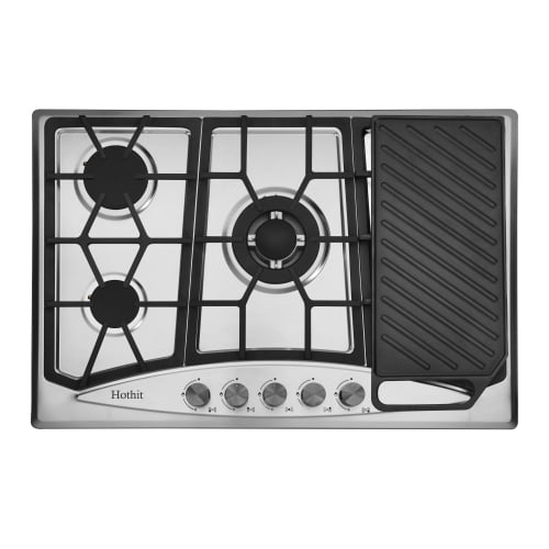 Hothit Propane Gas Cooktop 30" Inch with Griddle, 5 Burner Built-in ...