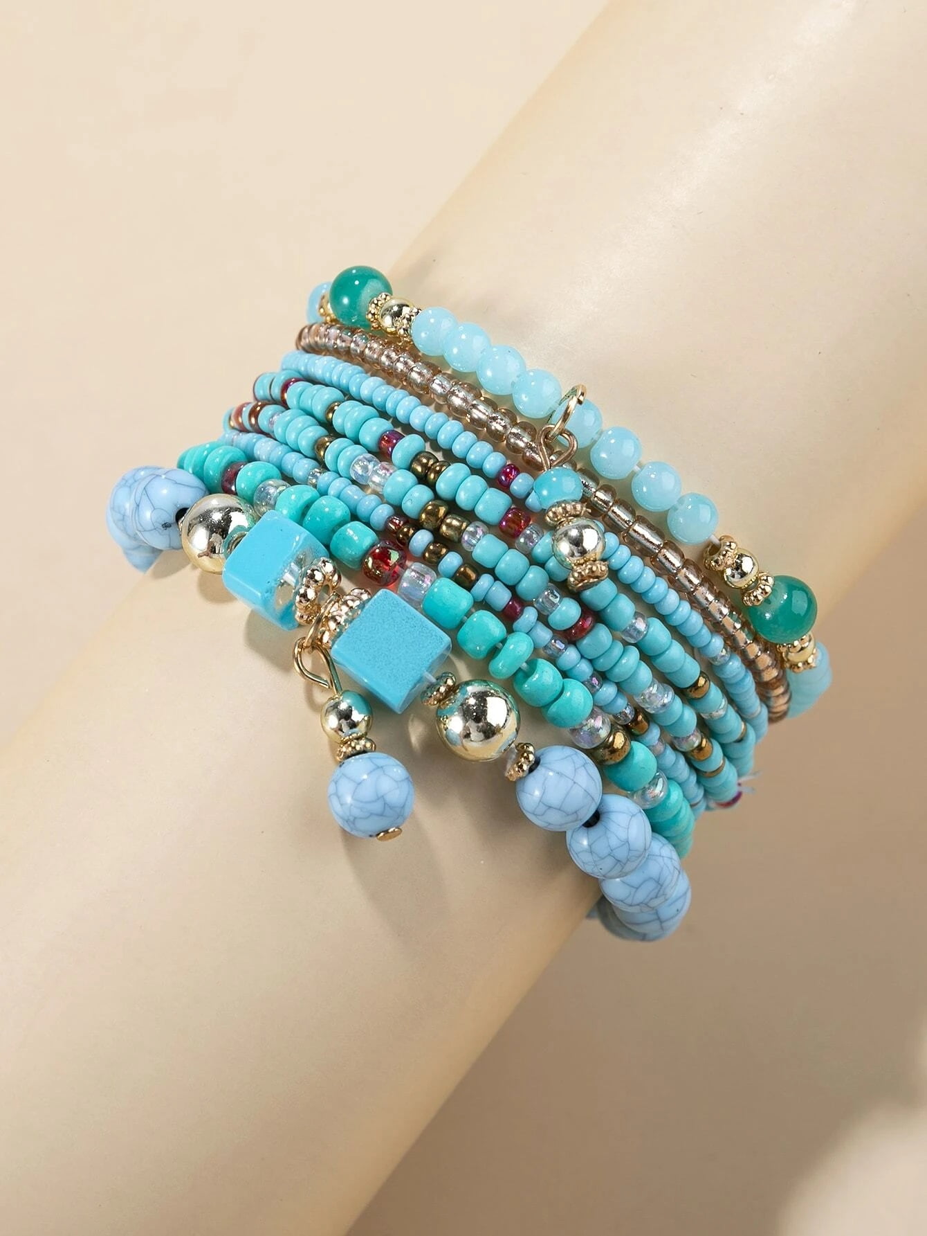 Hotian 8pcs Multilayer Boho Beaded Bracelet Jewelry Set for Women and ...